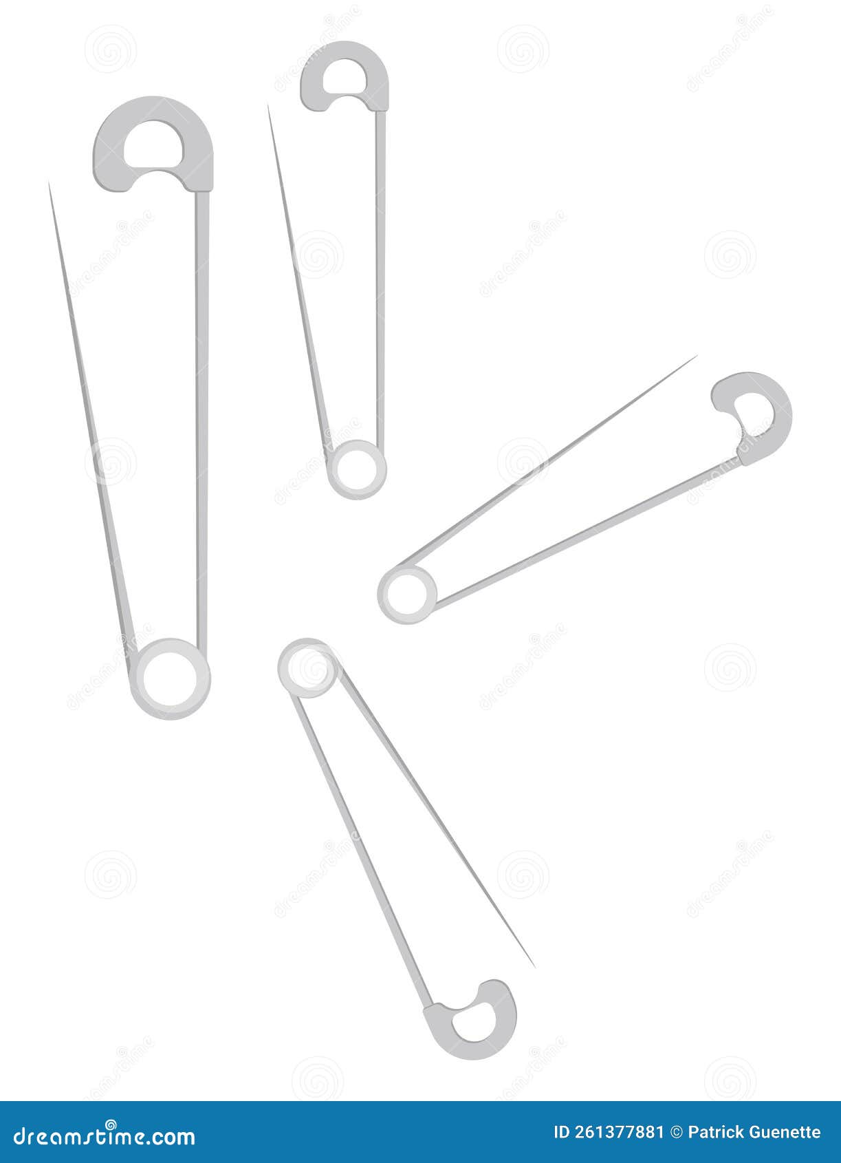 Safety paper pin, icon stock vector. Illustration of vector - 261377881