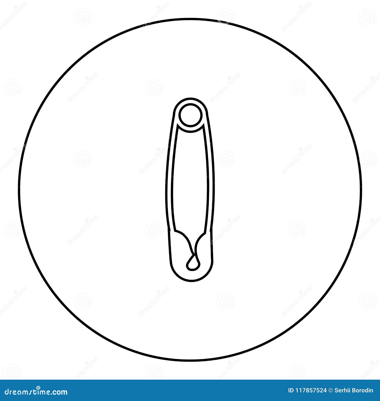 Safety Pin Black Icon Outline in Circle Image Stock Vector ...