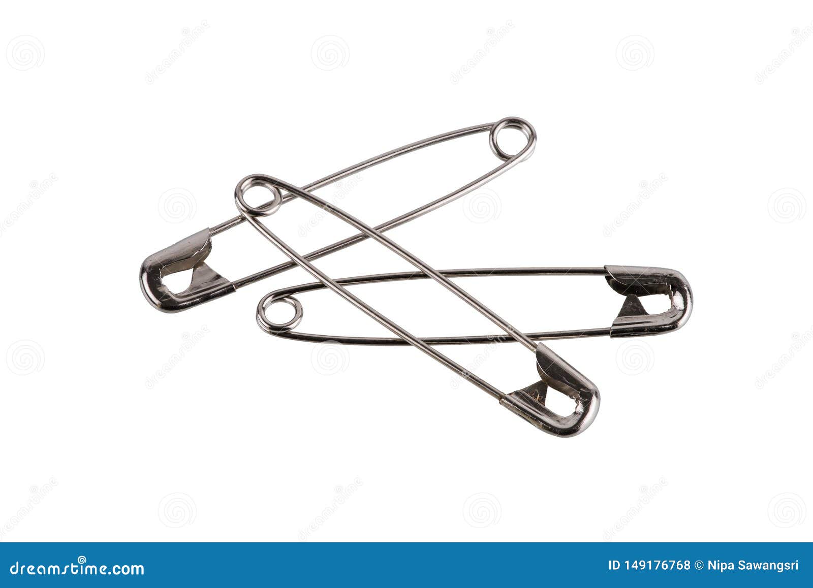 Safety Pin Brooch Made from Metal Stainless Isolate on White Stock ...