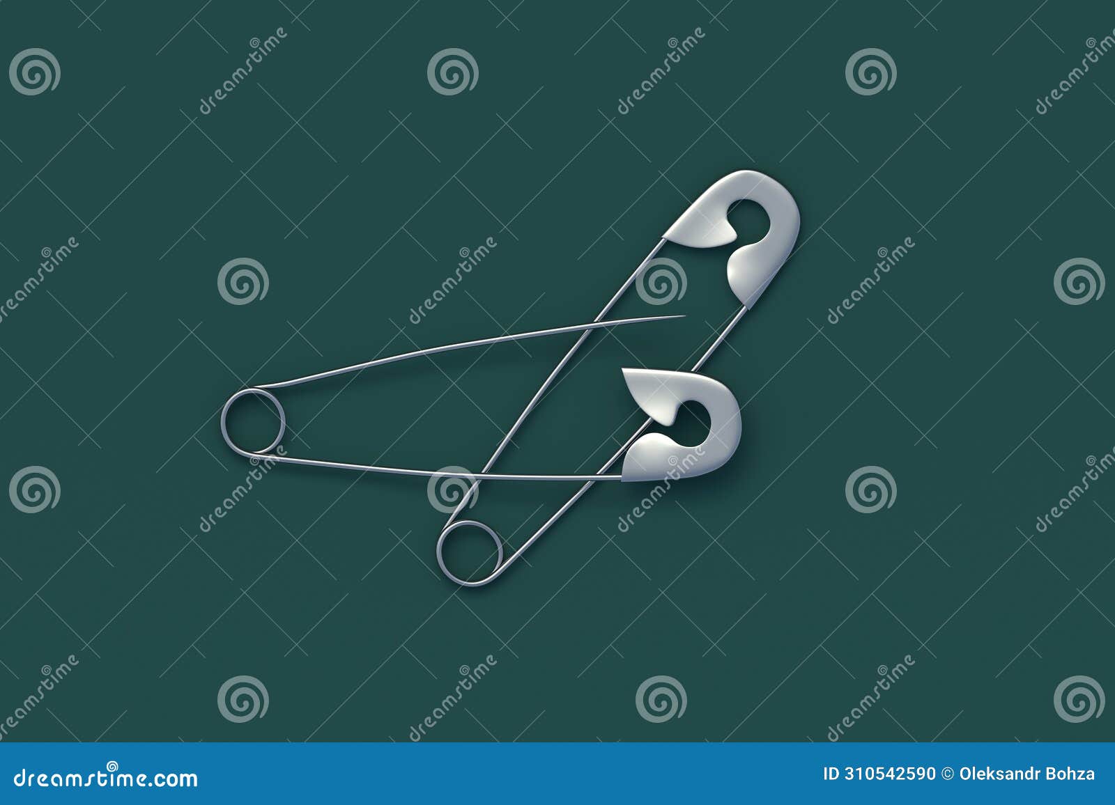 Safety Pins on Green Background. Tool for Sewing. Top View Stock ...