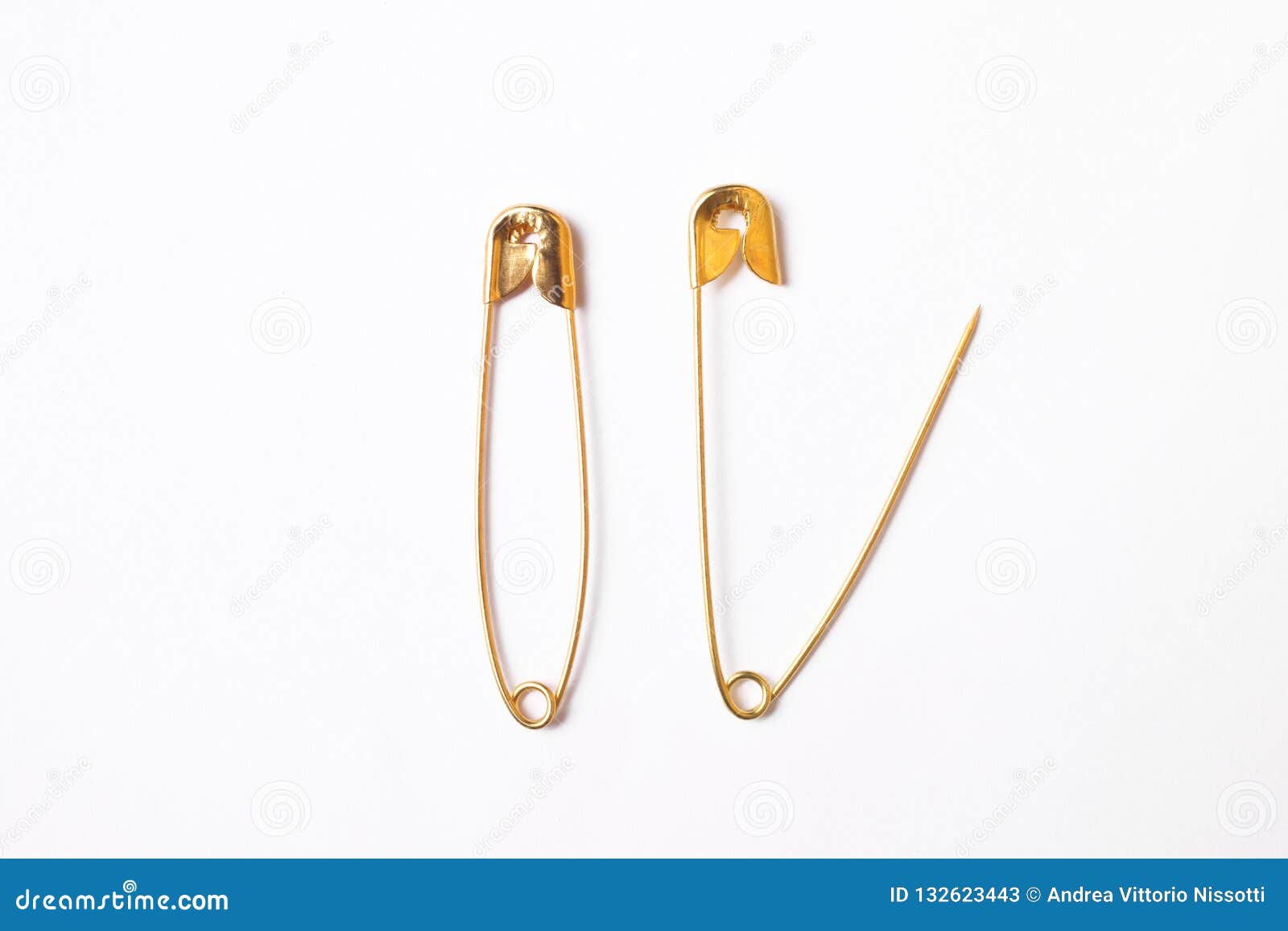 Safety Pins Isolated on White Background with Copy Space for Your Text ...