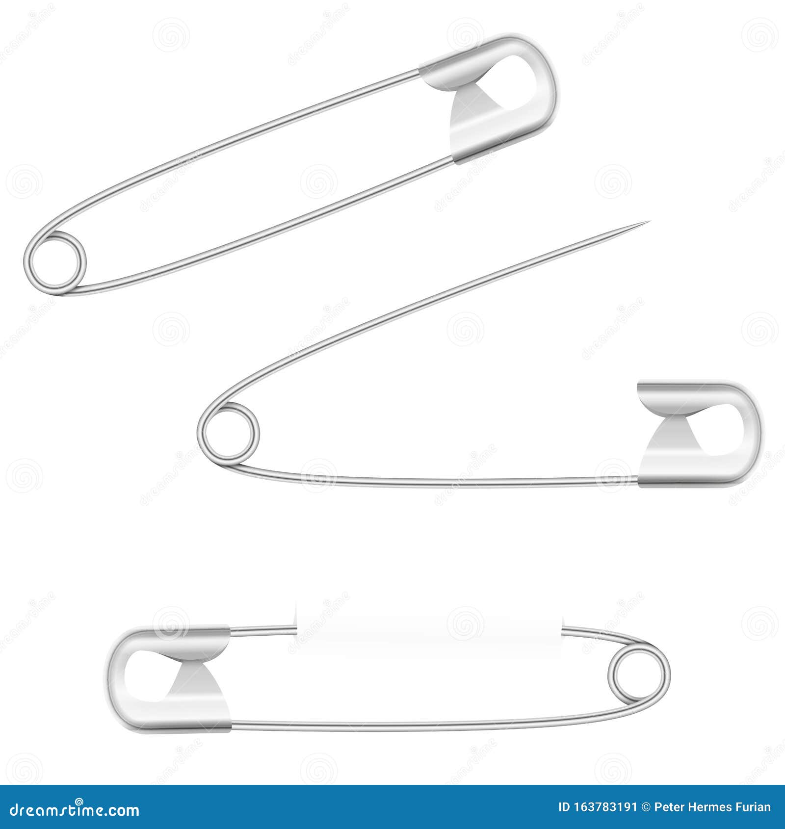 Safety Pins Open Closed Pierced Clasp Stock Illustration - Illustration ...