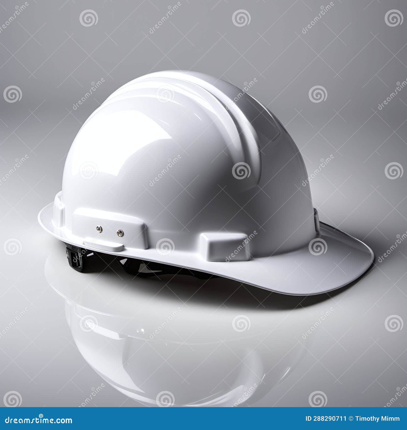 Safety PPE - White Hard Hat and Reflection on Gray Gradient Background ...