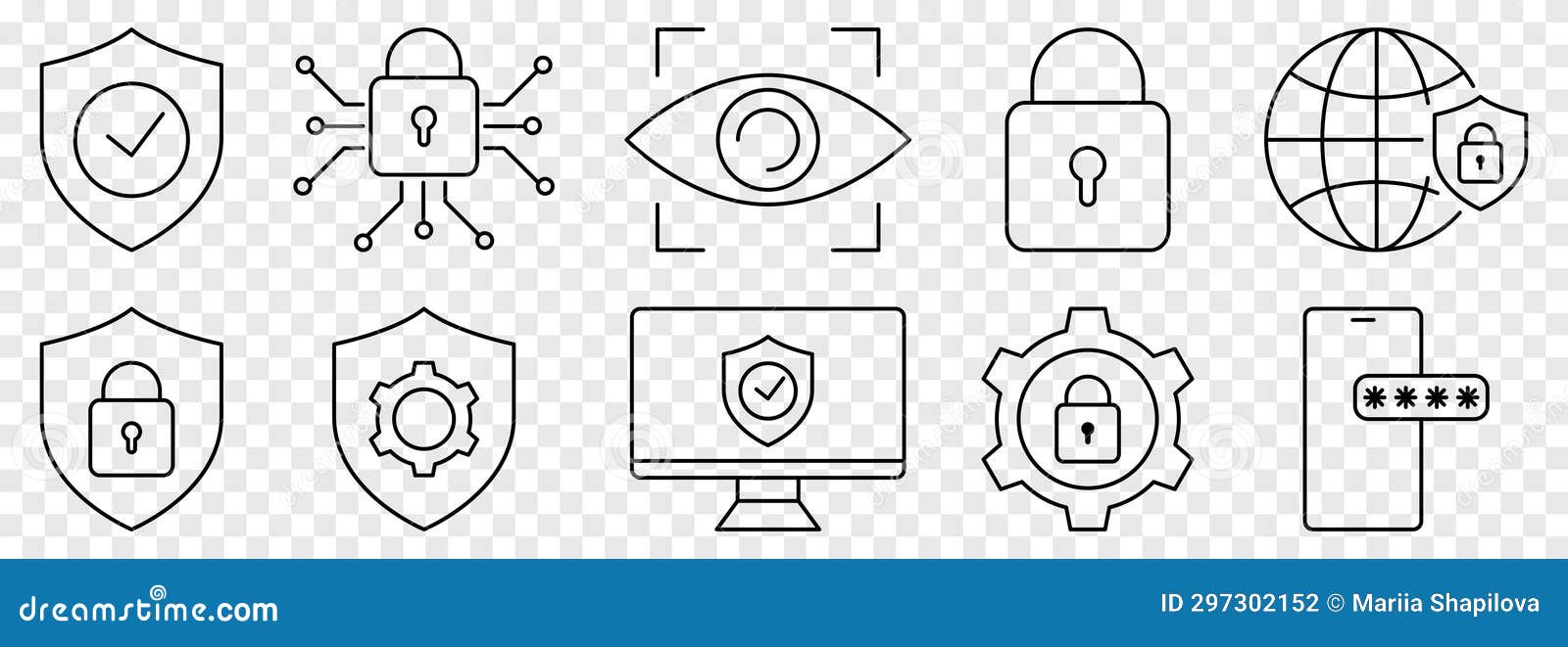 Safety, Protection Thin Line Icons Stock Vector - Illustration of icon ...