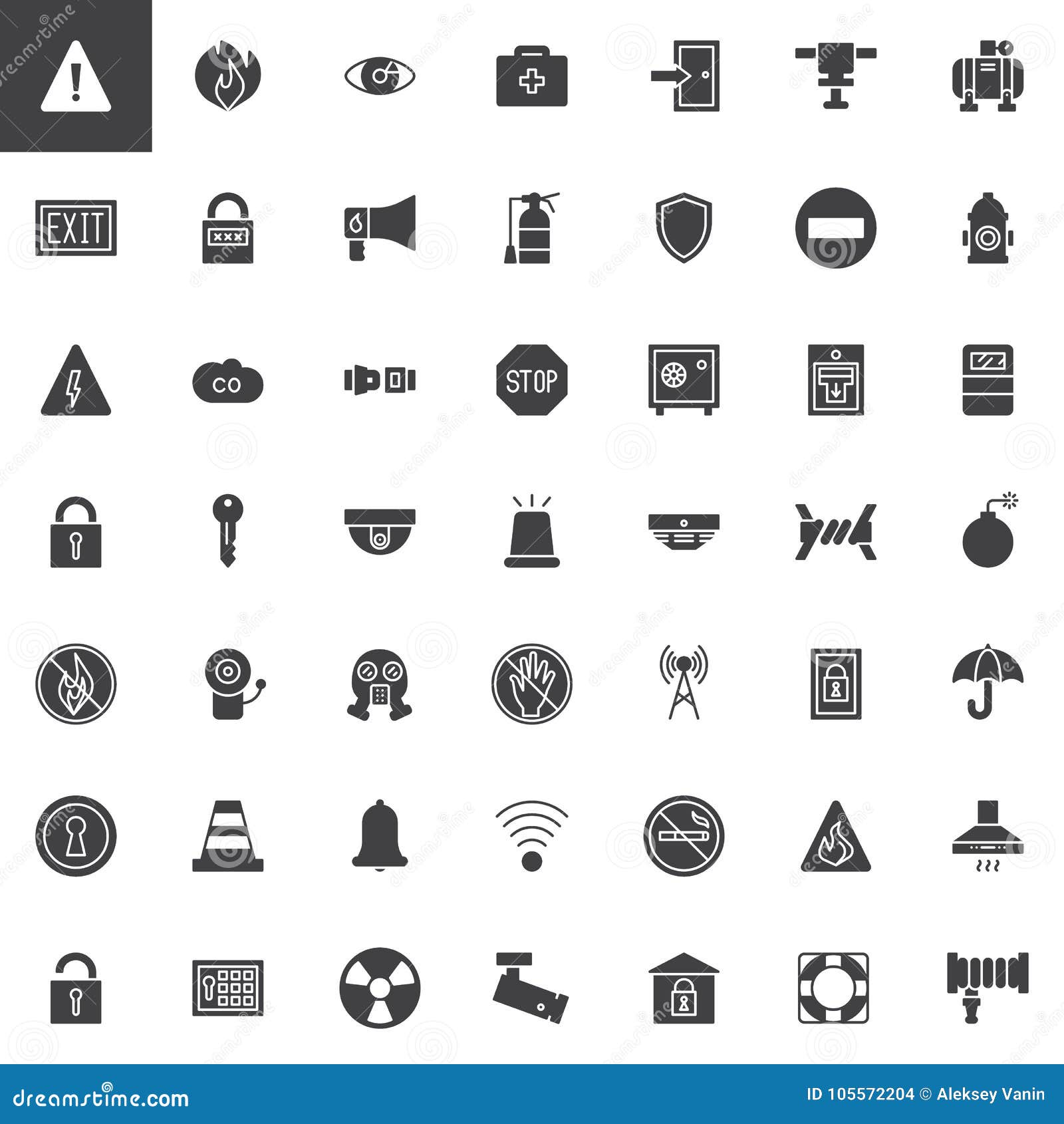 Safety Protective Elements Vector Icons Set Stock Vector - Illustration ...