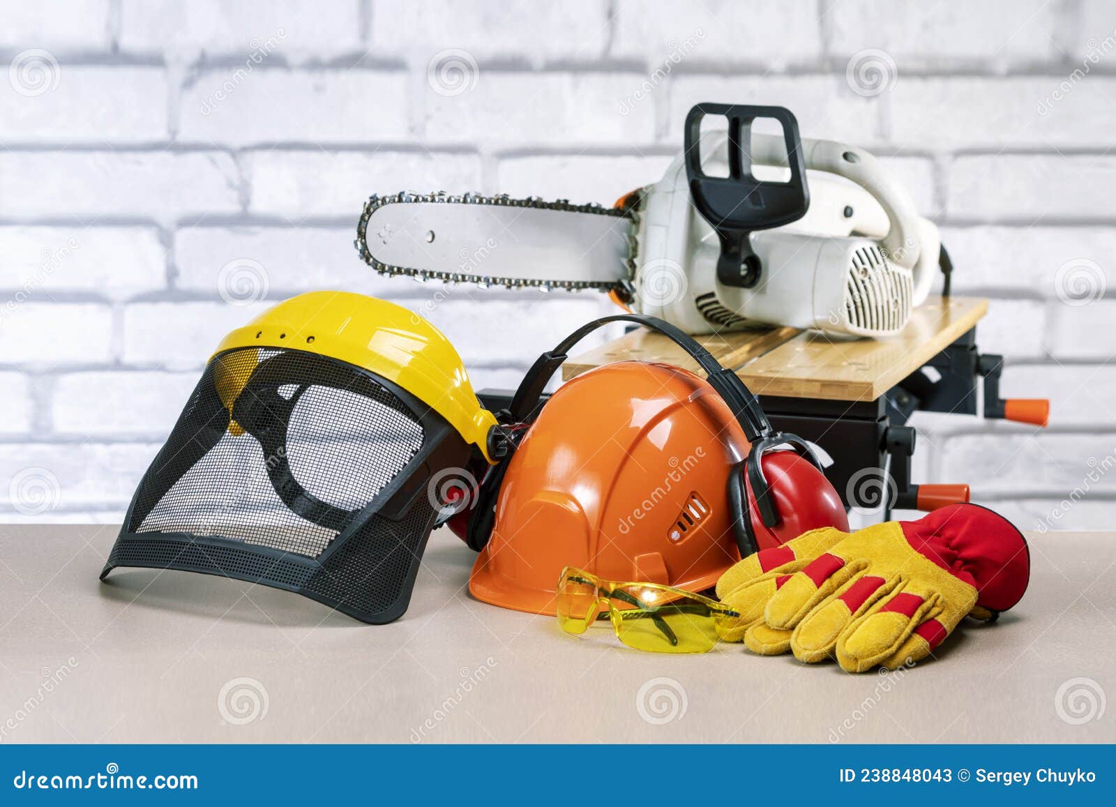 Safety Protective Equipment on Workplace. Stock Image - Image of ...