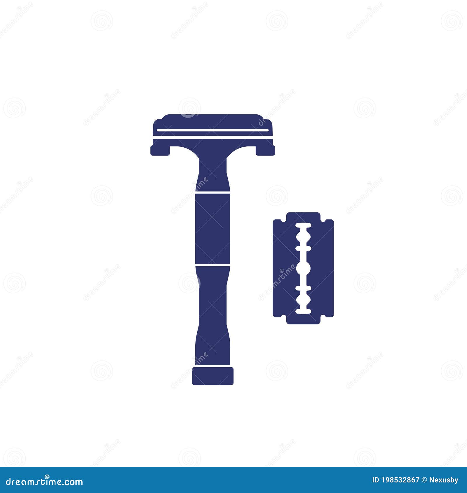Safety Razor and Blade on White, Vector Stock Illustration ...