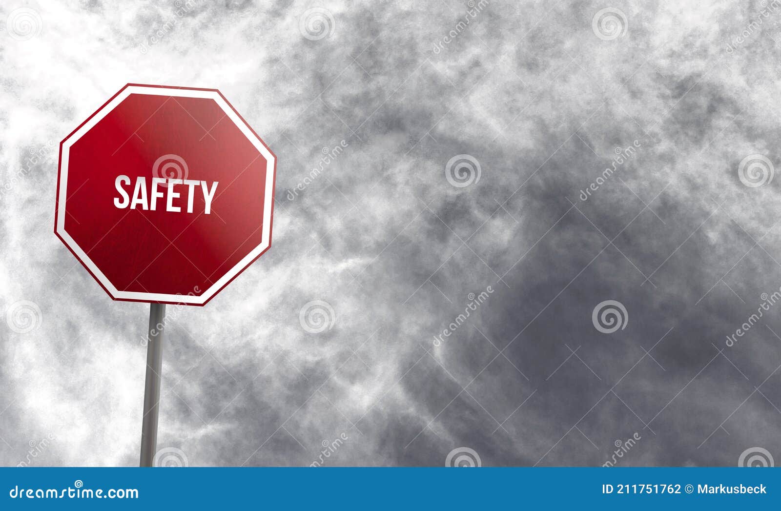 Safety - Red Sign with Clouds in Background Stock Illustration ...