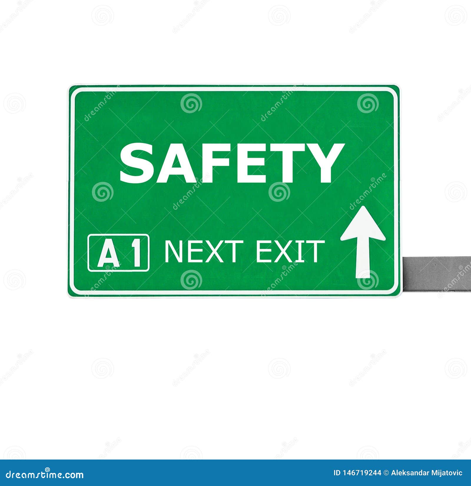 SAFETY Road Sign Isolated on White Stock Photo - Image of motivational ...