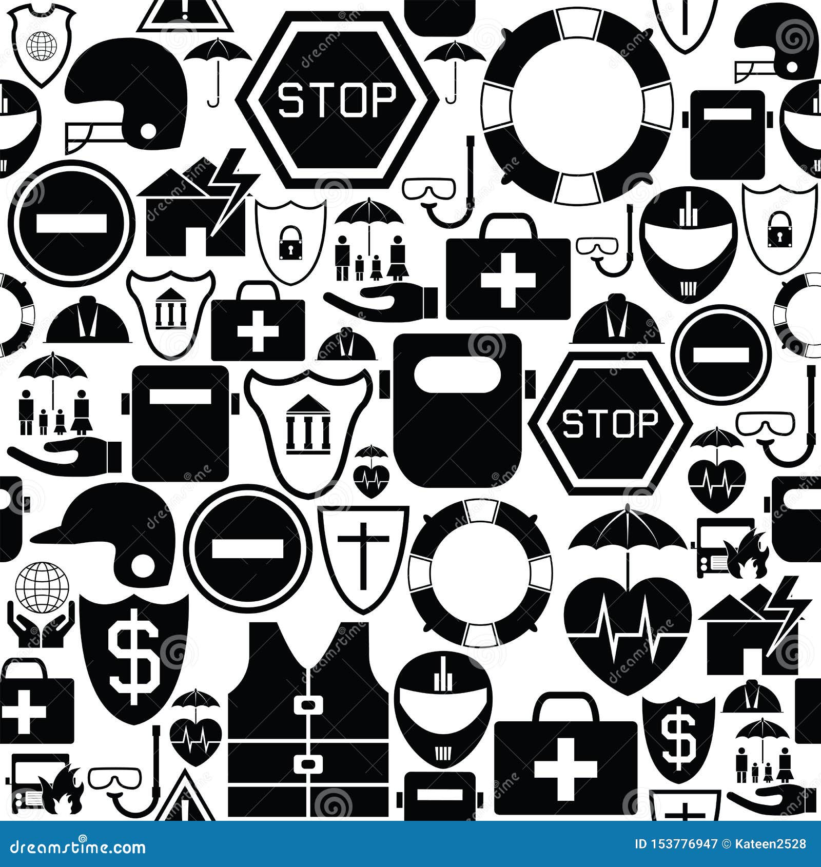 Safety Seamless Pattern Background Icon Stock Vector - Illustration of ...