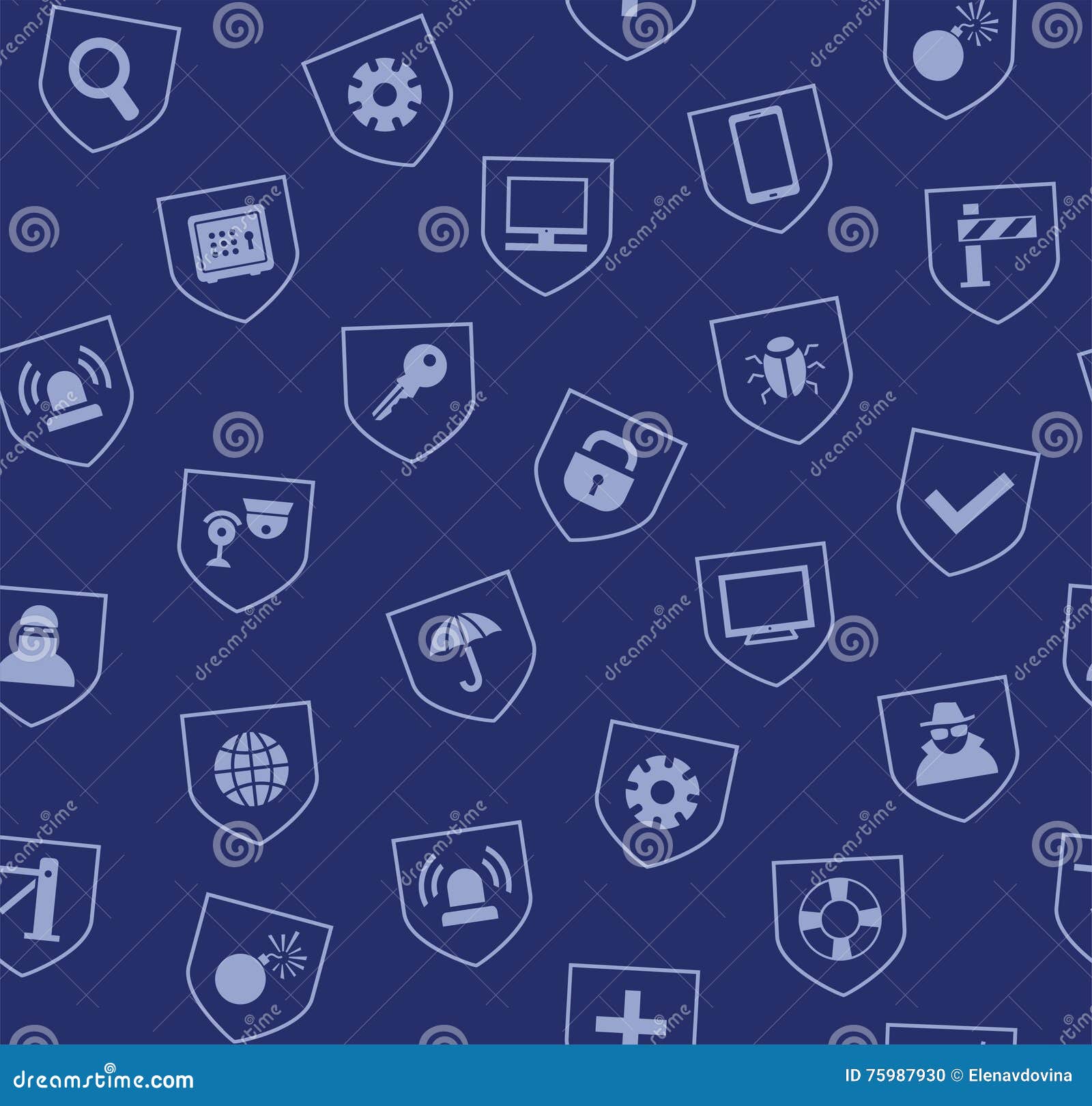 Safety, Seamless Pattern, Blue. Stock Vector - Illustration of blue ...