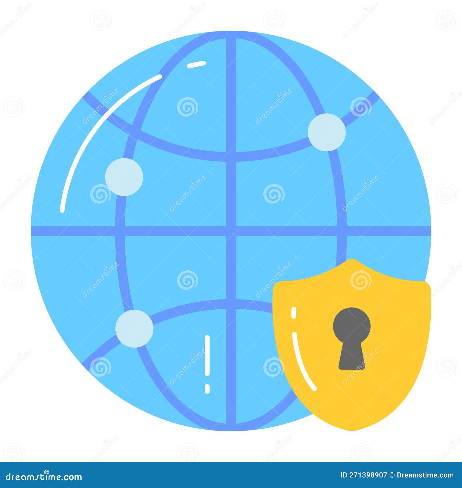 Safety Shield with Network Globe Denoting Vector of Network Security ...