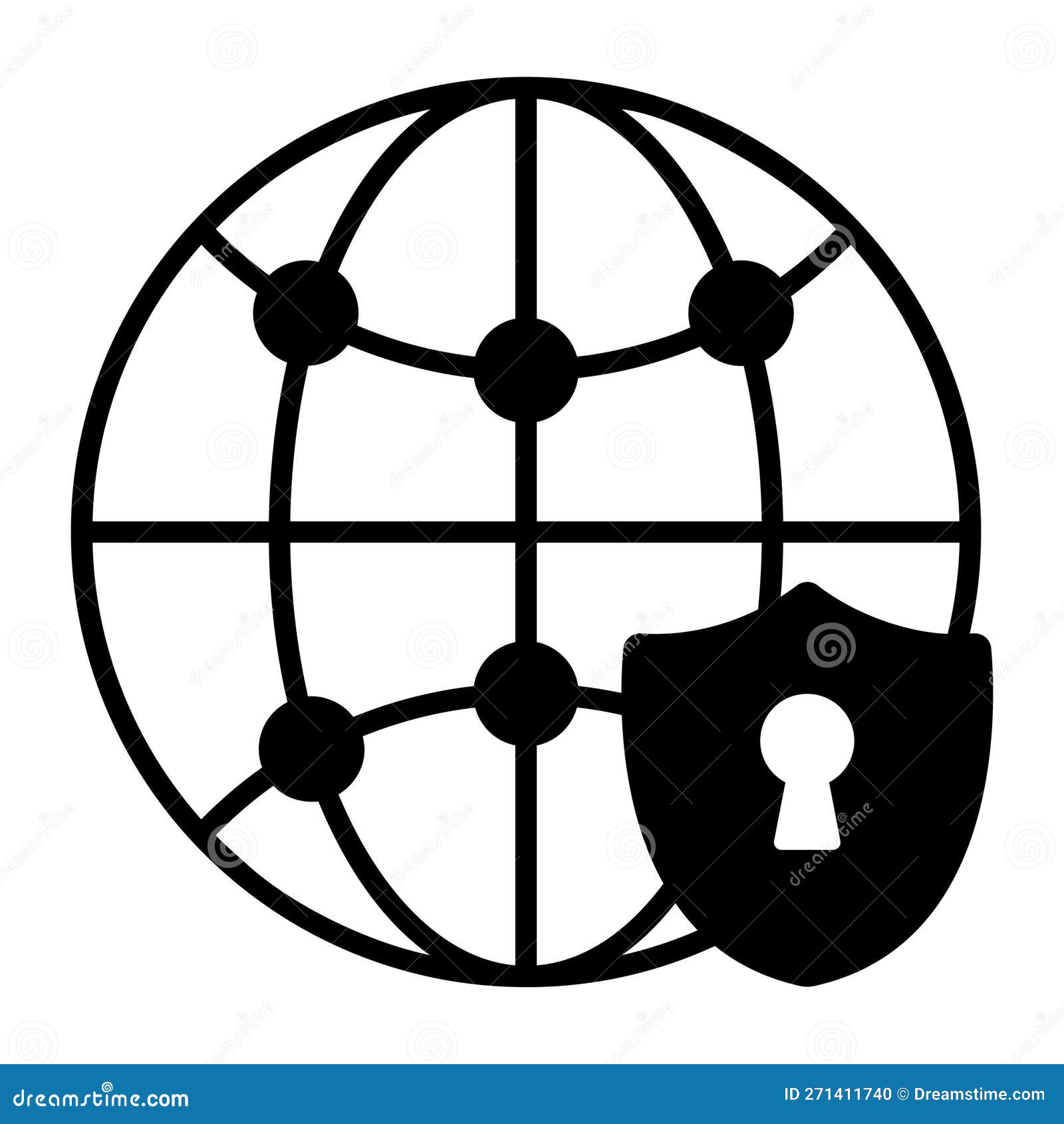 Safety Shield with Network Globe Denoting Vector of Network Security ...