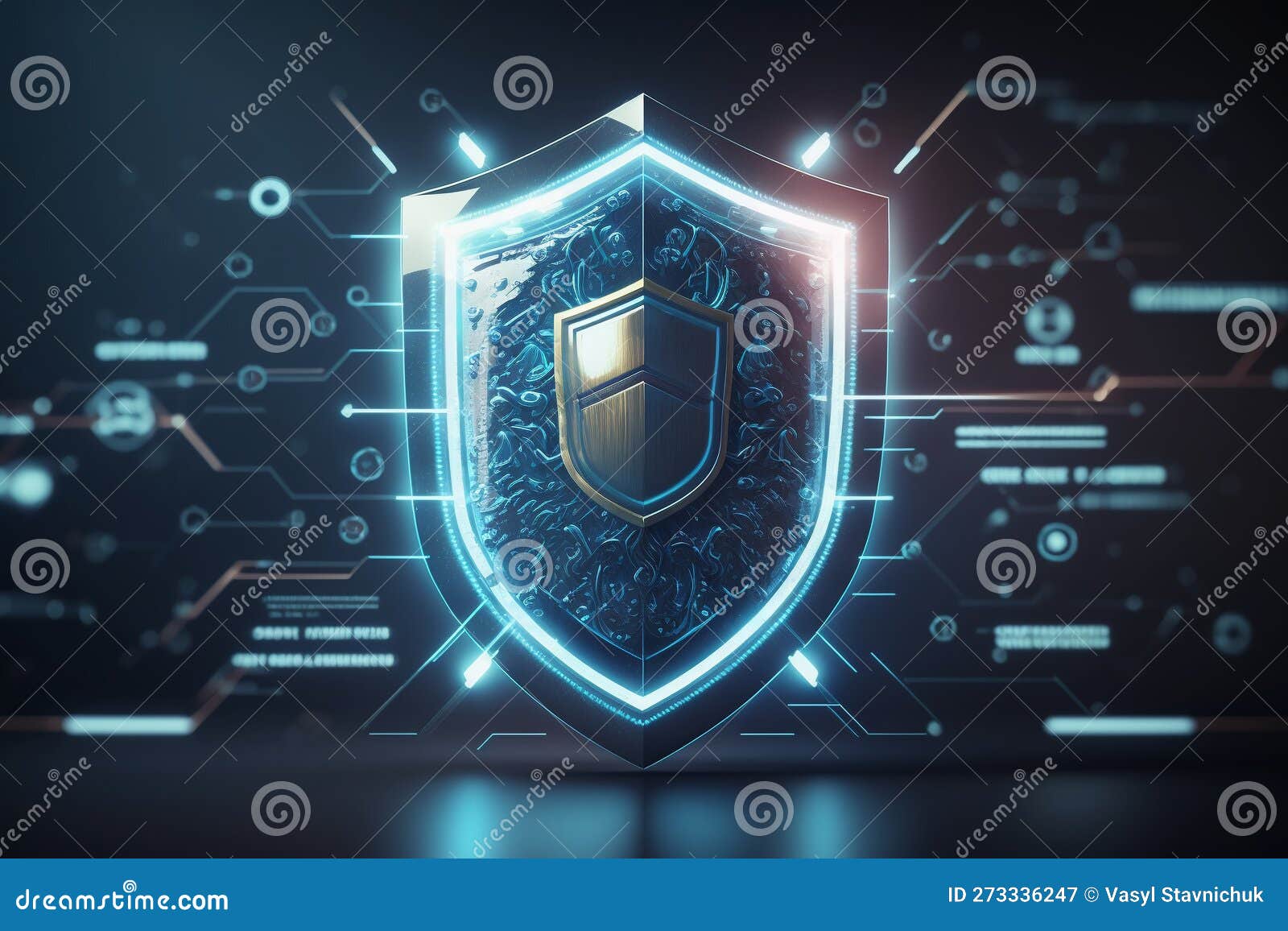 Safety Shield Technology on Data Connections Futuristic Background ...