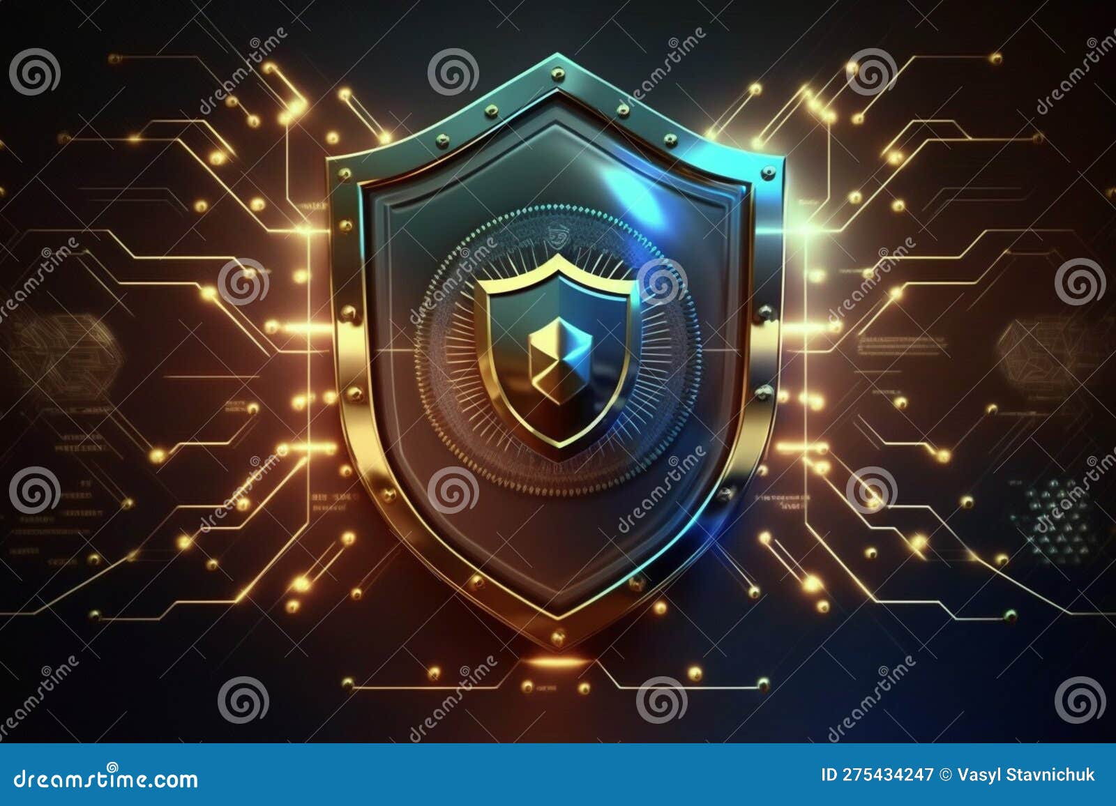 Safety Shield Technology on Data Connections Futuristic Background ...