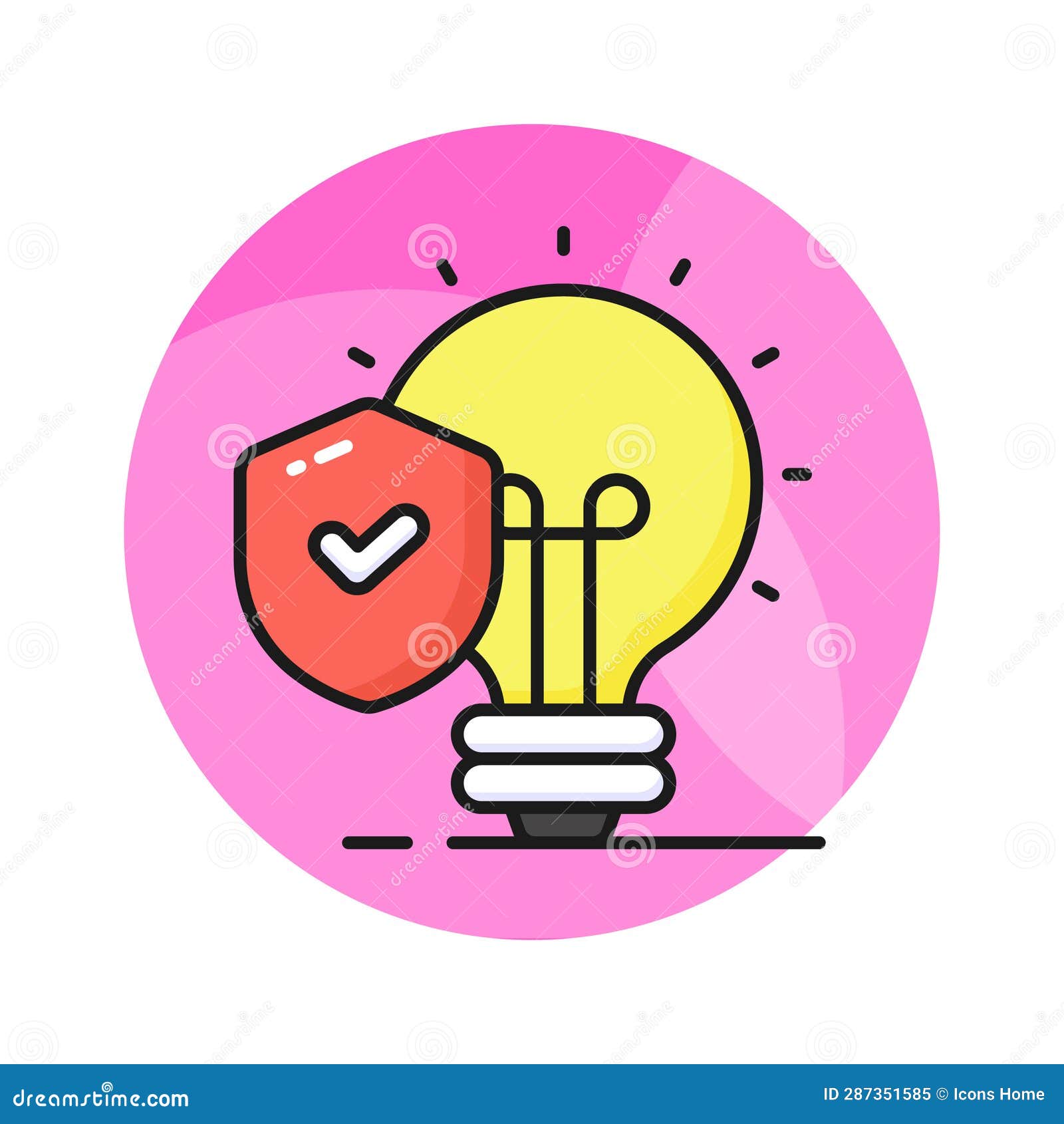 Safety Shield with Tick Mark Inside Light Bulb, Concept of Idea ...