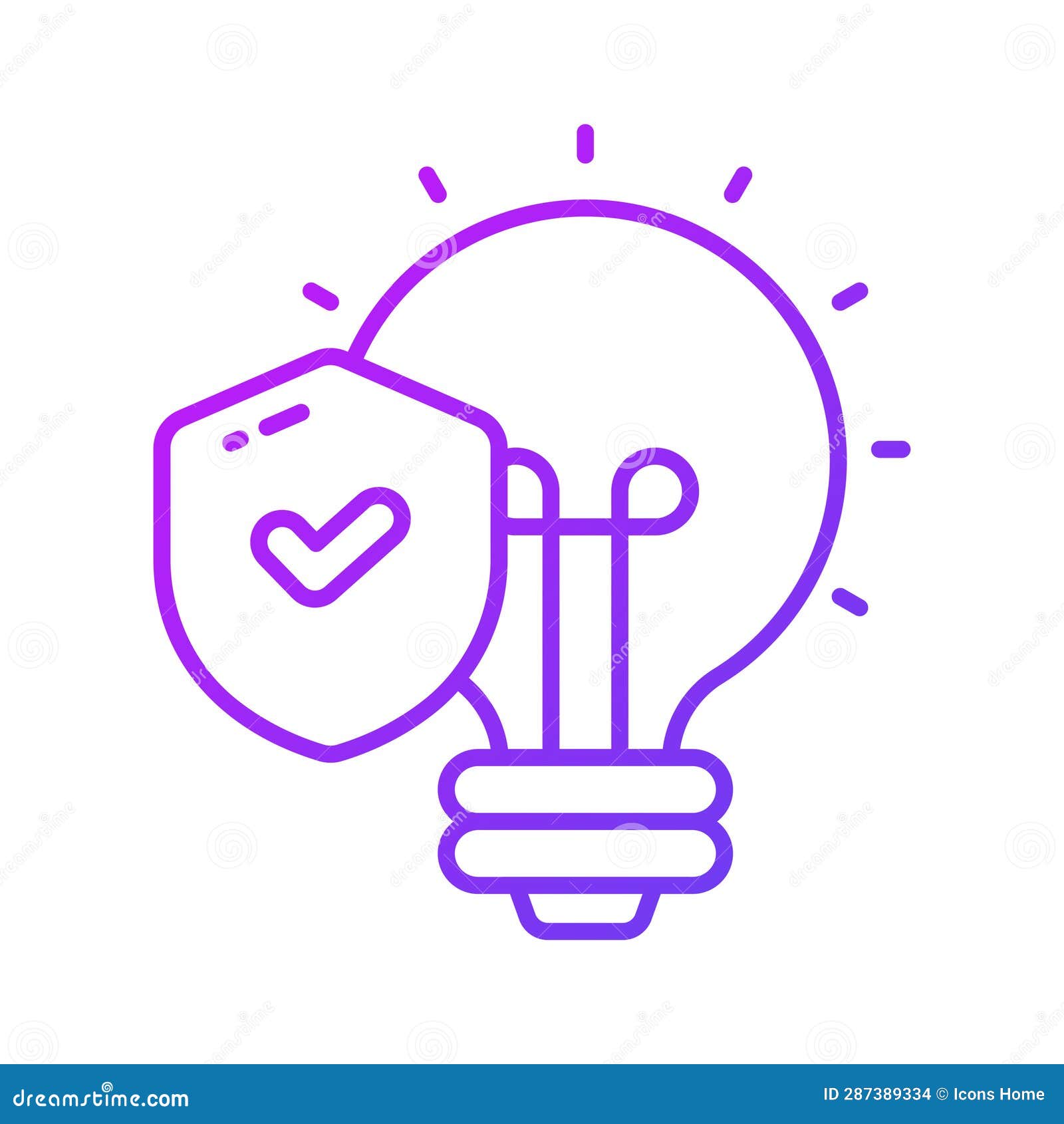 Safety Shield with Tick Mark Inside Light Bulb, Concept of Idea ...