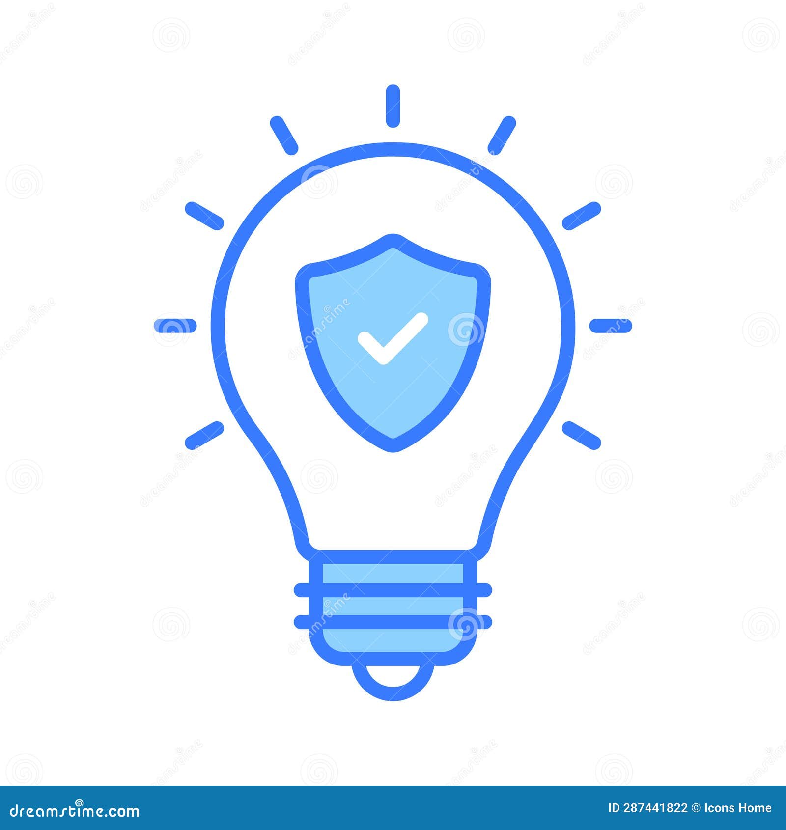 Safety Shield with Tick Mark Inside Light Bulb, Concept of Idea ...