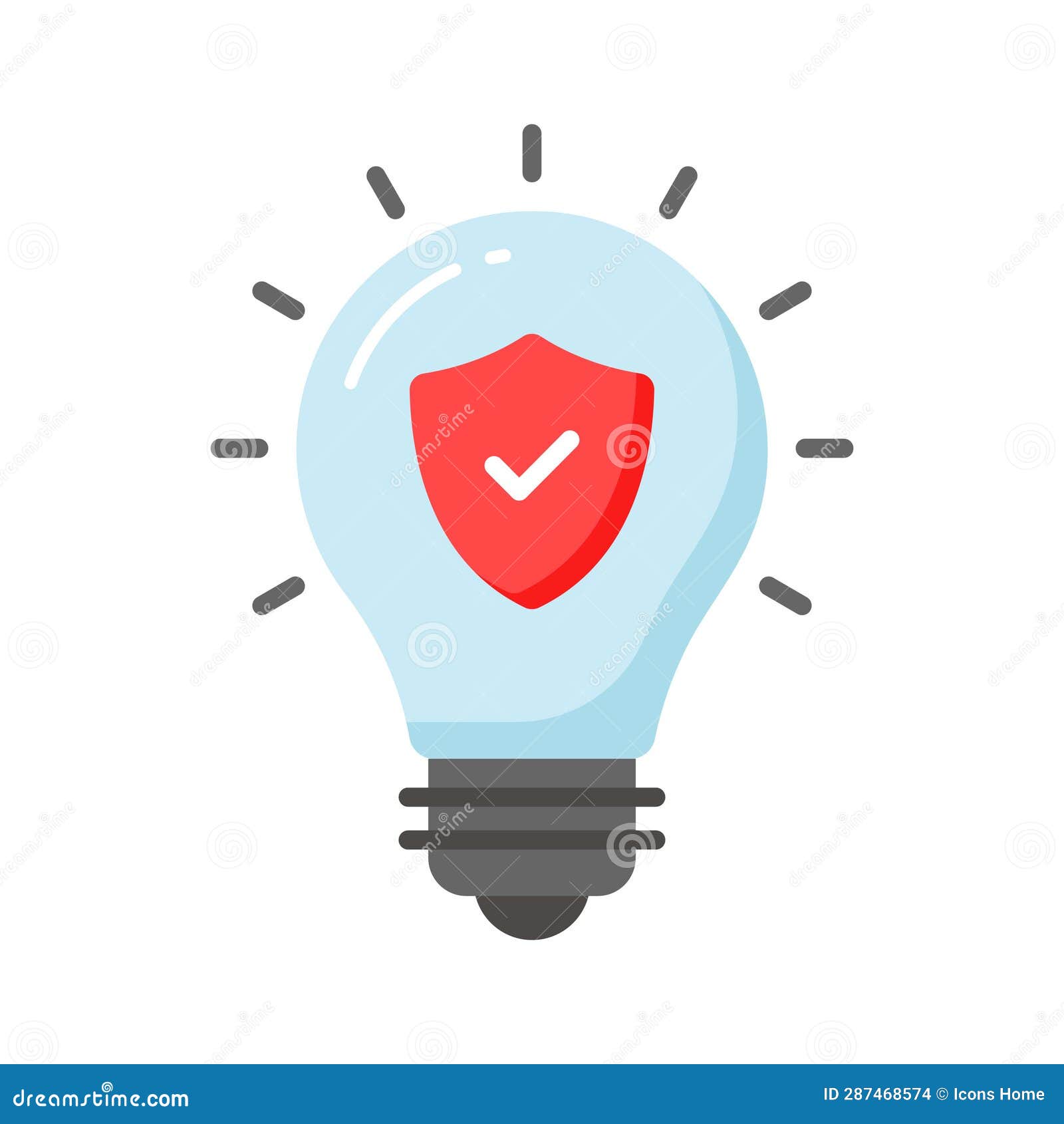 Safety Shield with Tick Mark Inside Light Bulb, Concept of Idea ...