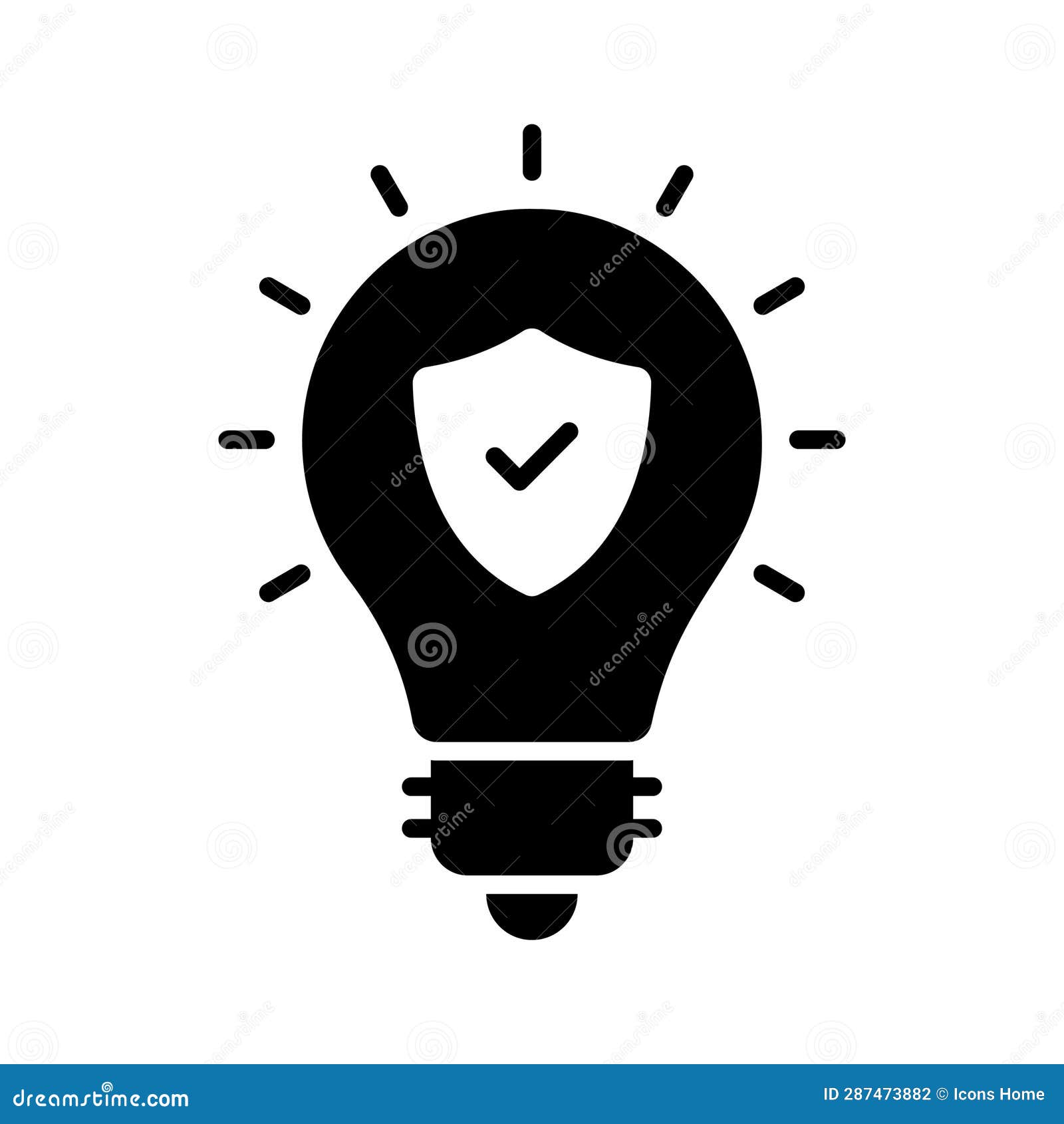 Safety Shield with Tick Mark Inside Light Bulb, Concept of Idea ...