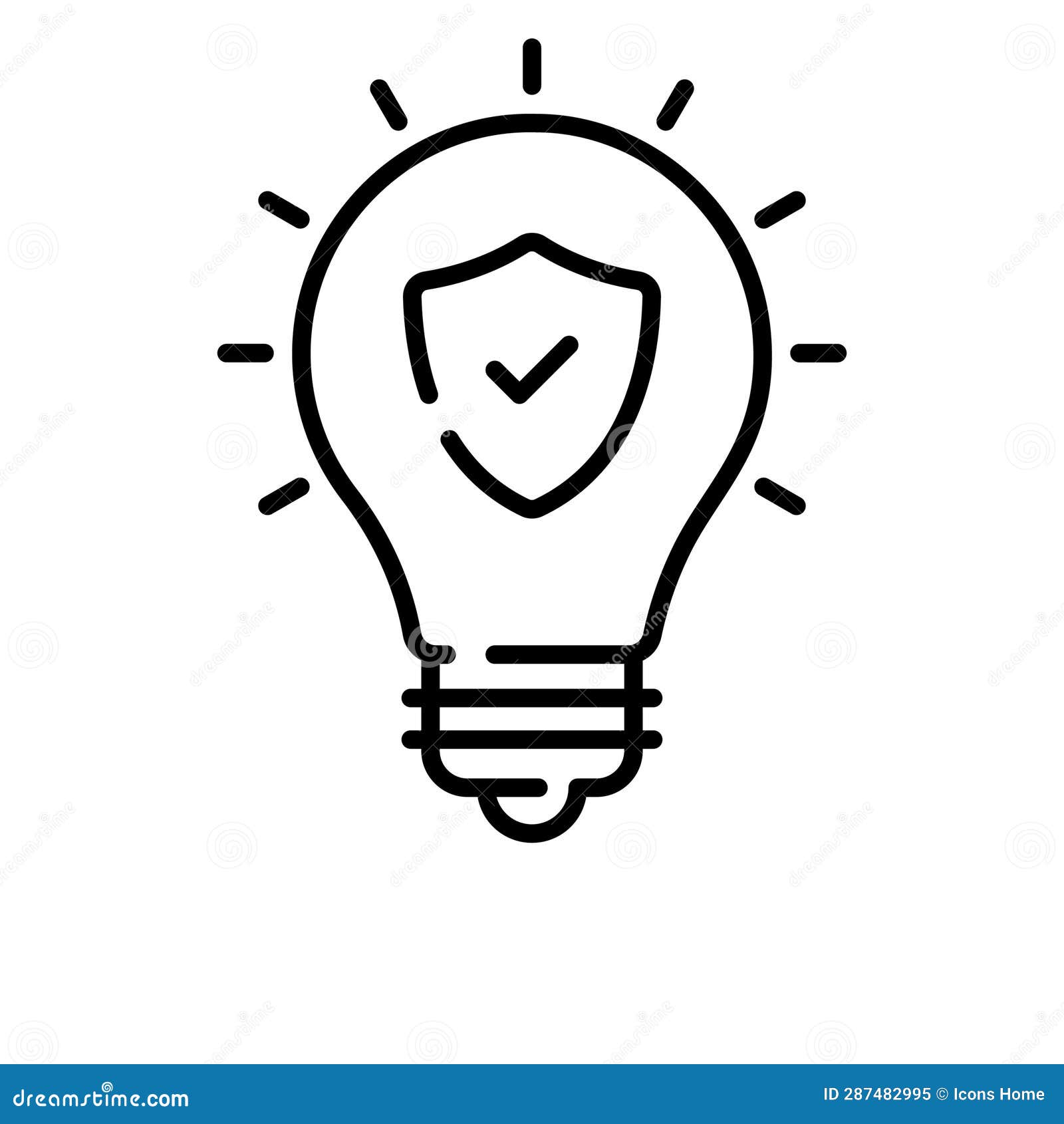 Safety Shield with Tick Mark Inside Light Bulb, Concept of Idea ...