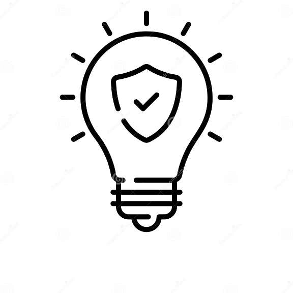 Safety Shield with Tick Mark Inside Light Bulb, Concept of Idea ...