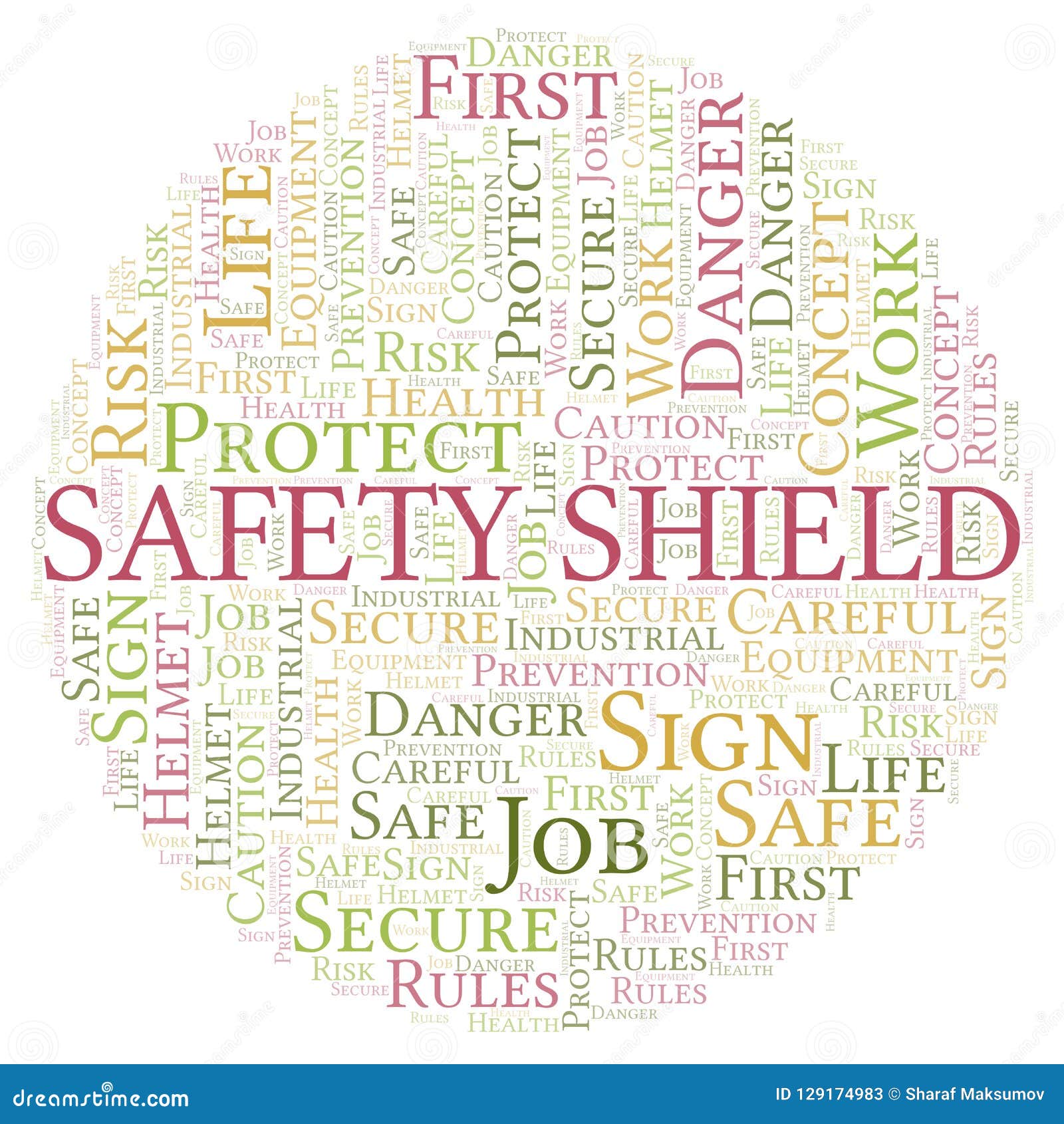 Safety Shield word cloud. stock illustration. Illustration of danger ...