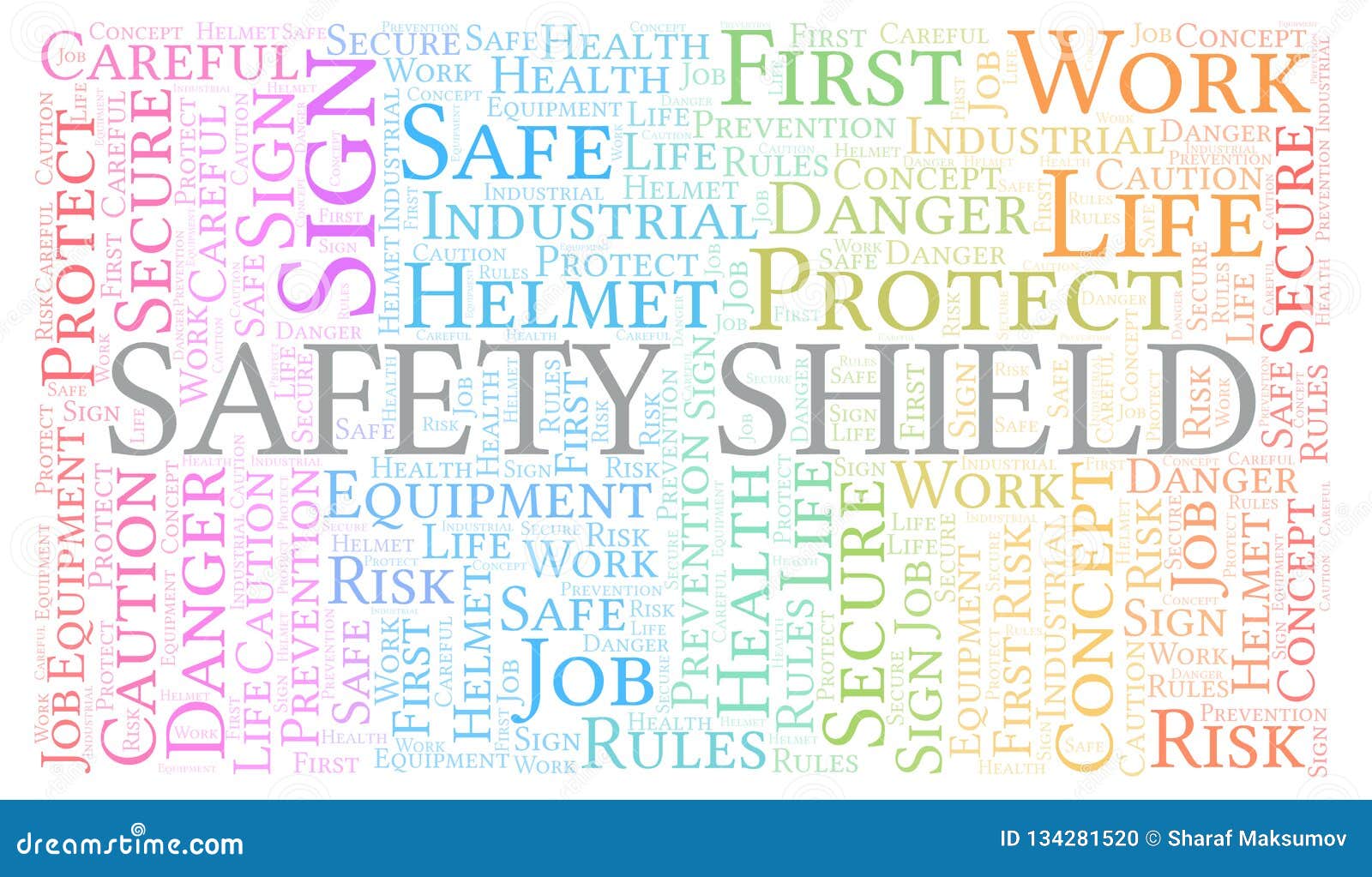 Safety Shield word cloud stock illustration. Illustration of cloud ...