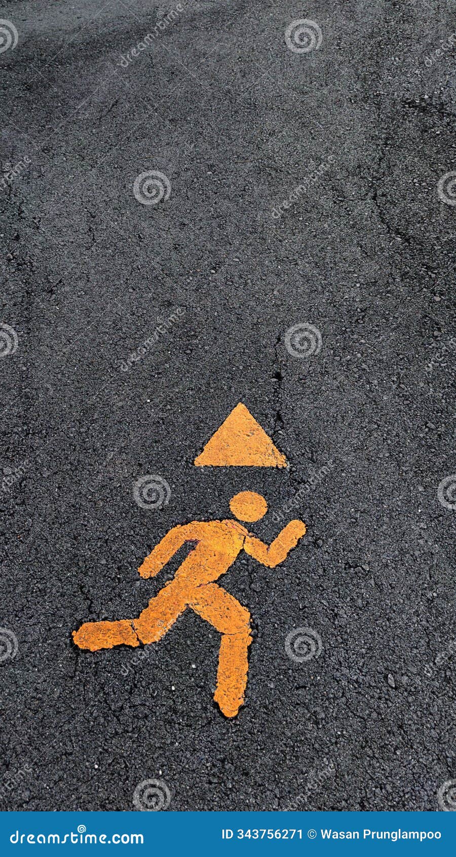 Safety Sign Indicating a Running Figure with a Warning Triangle Stock ...
