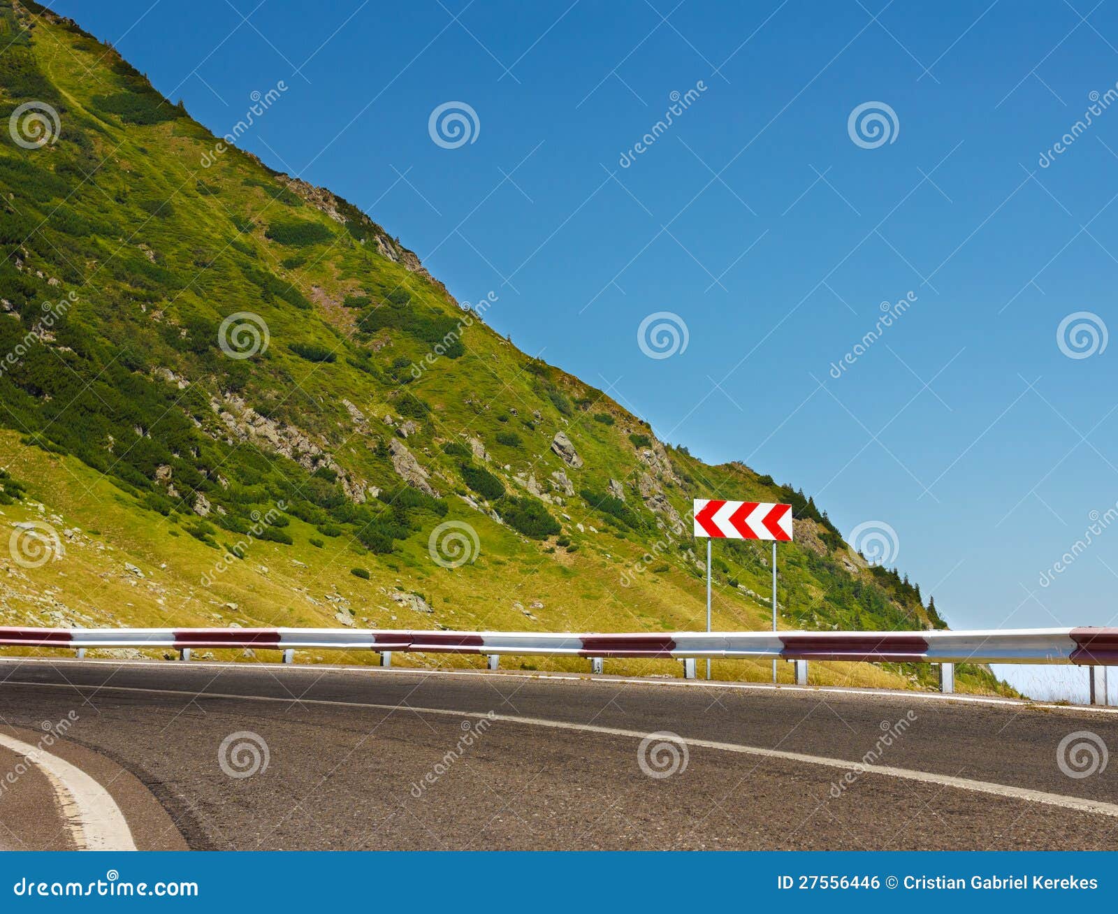 Safety Sign on Mountain Road Stock Photo - Image of asphalt, outdoor ...