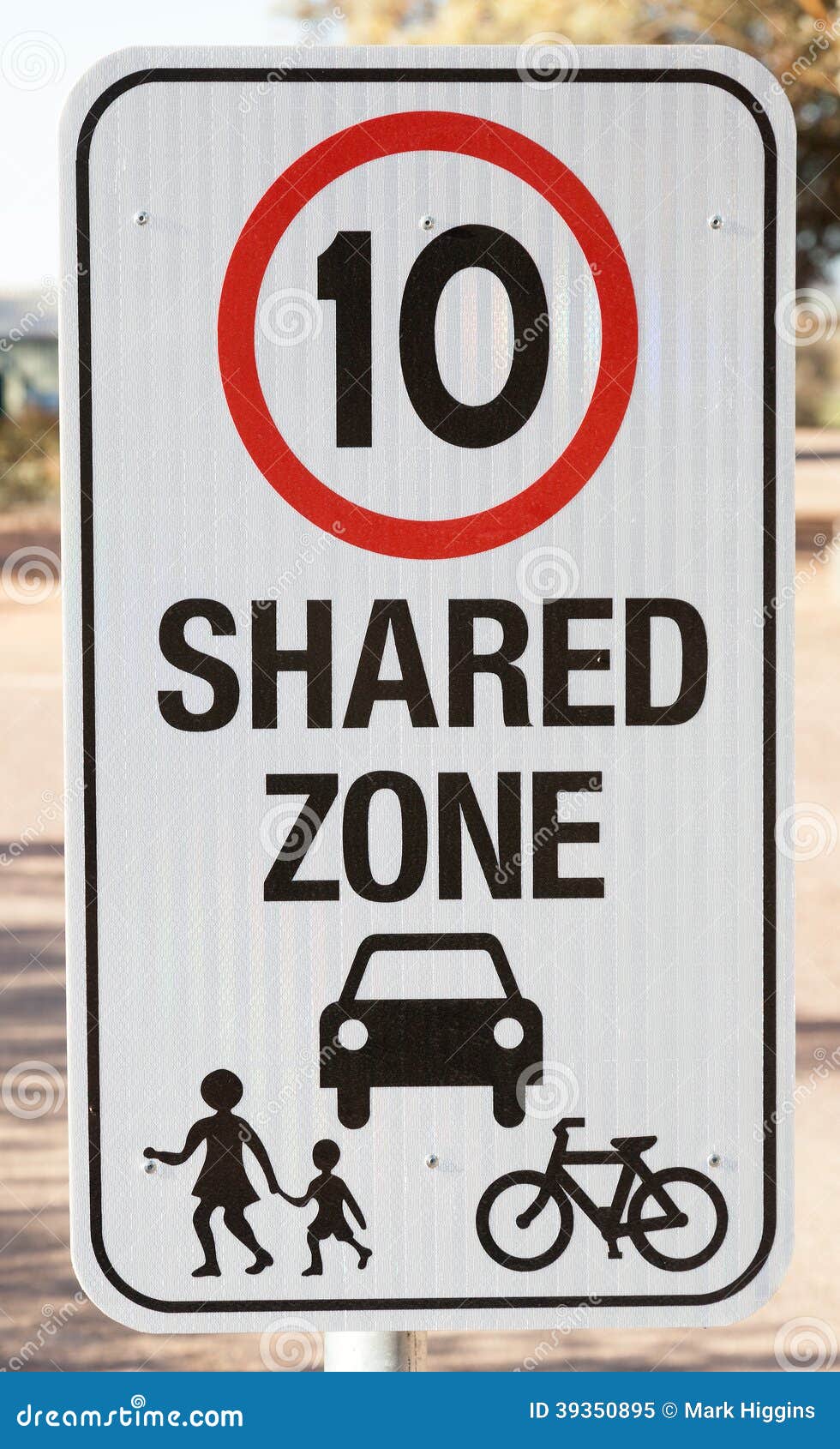 Safety Sign for Shared Zone Stock Image - Image of street, shared: 39350895