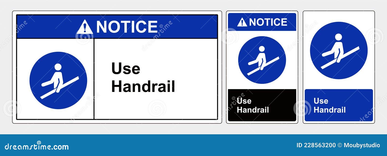 Safety Sign Use Handrail, Sign Lanscape and Potrait Forms Stock Vector ...