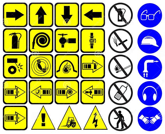 Safety signs set stock vector. Illustration of button - 15999815