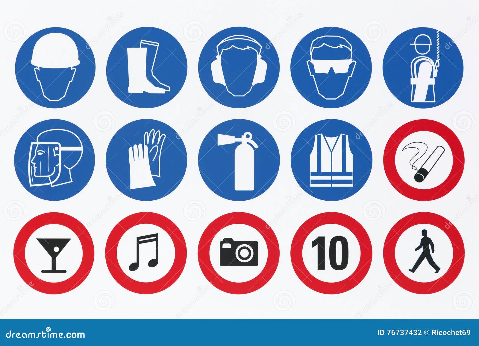 Safety Signs on a Signboard Stock Illustration - Illustration of safety ...