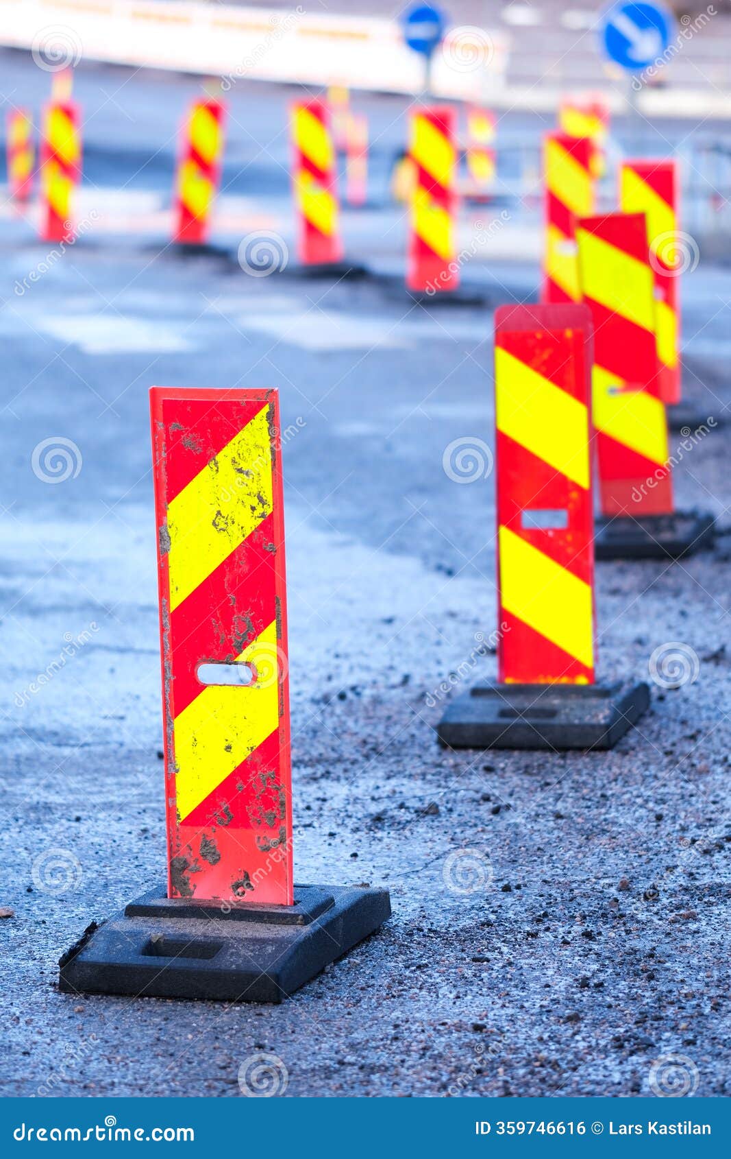 Safety signs on a street stock photo. Image of construction - 359746616