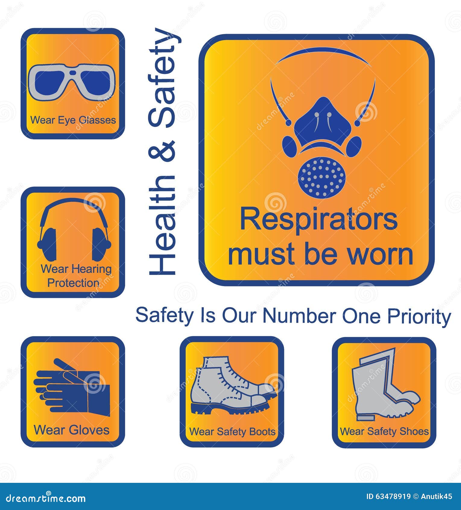 Safety signs stock vector. Illustration of industry, heath - 63478919