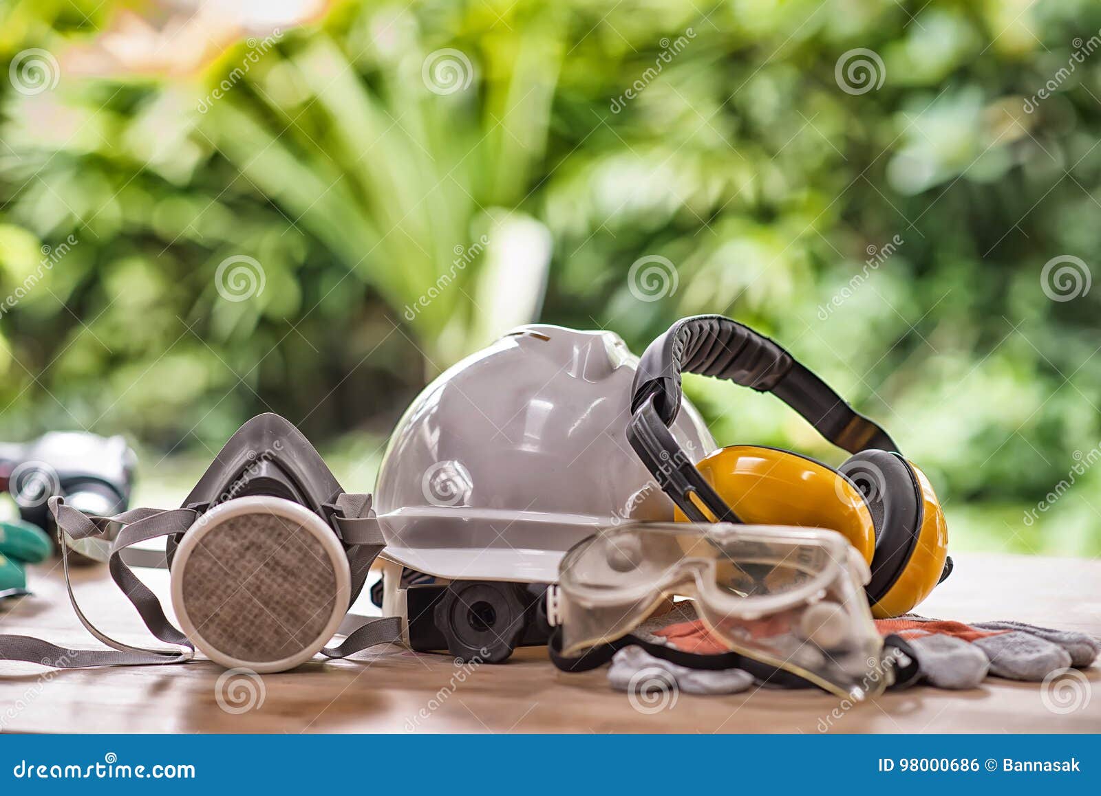 Safety Standard Set on Working Table and Construction Background Stock ...