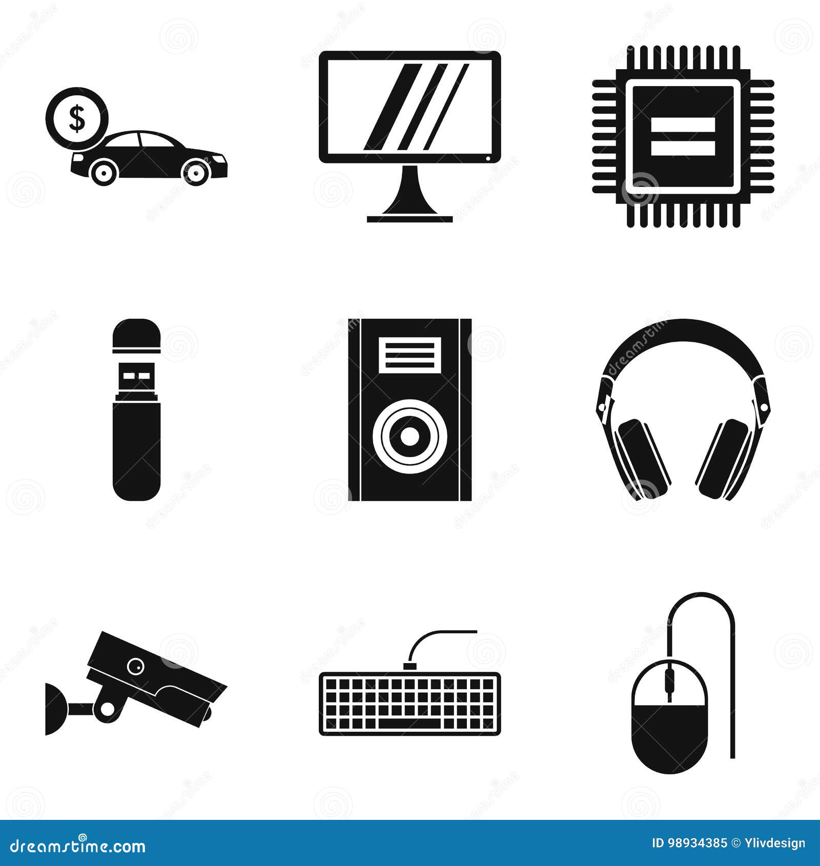 Safety System Icons Set, Simple Style Stock Vector - Illustration of ...