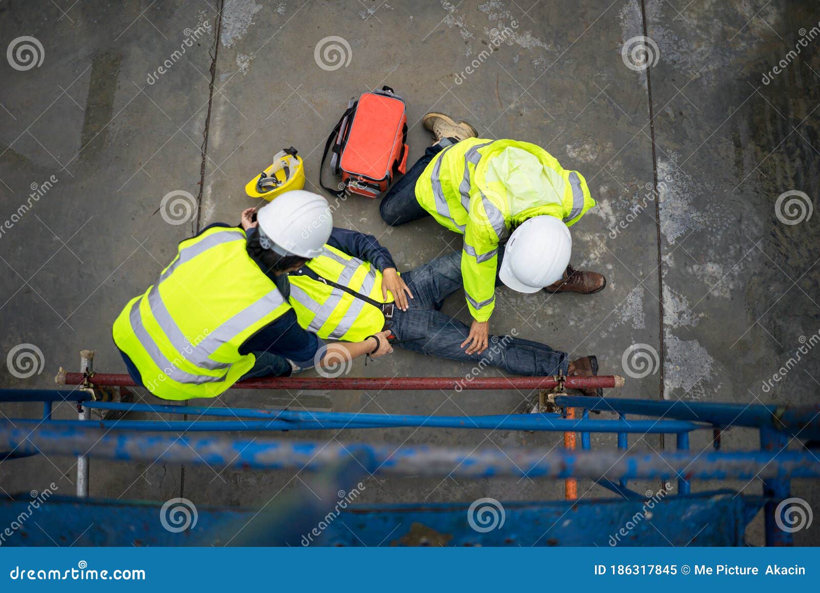 Safety Team Help Employee Accident. Stock Image - Image of concept ...