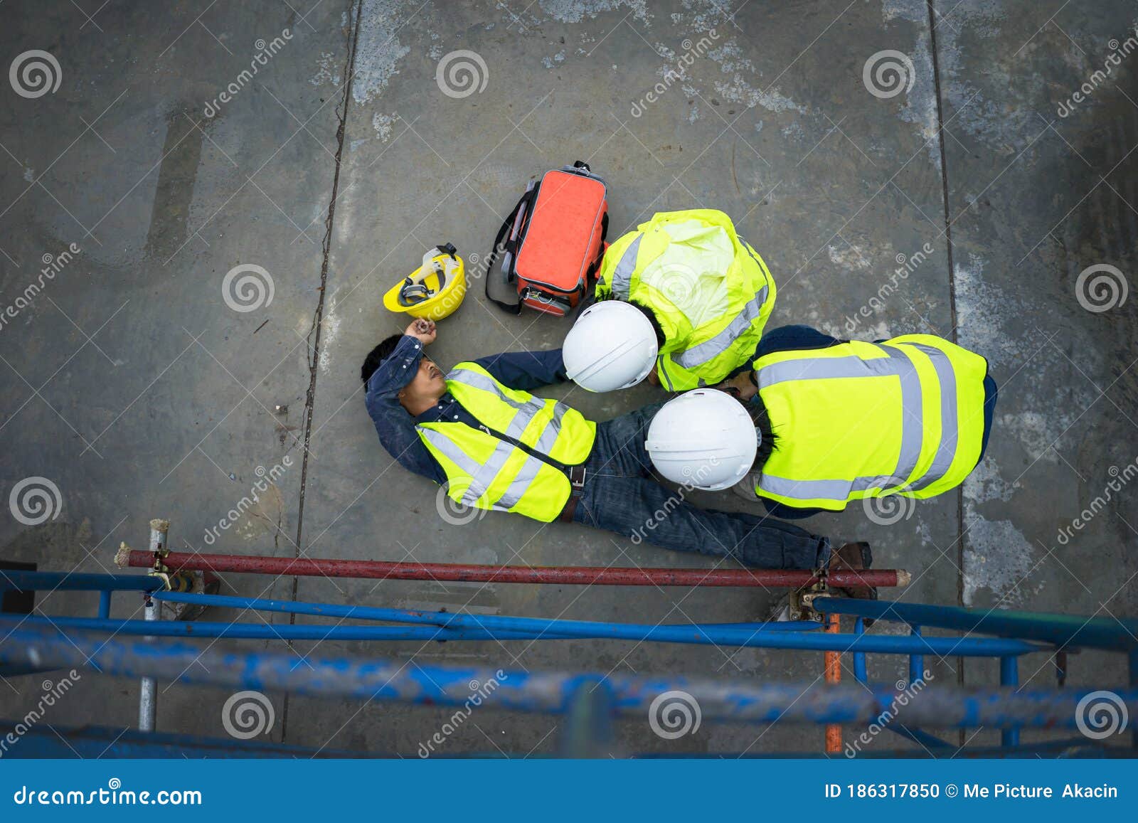 Safety Team Help Employee Accident. Stock Photo - Image of experience ...