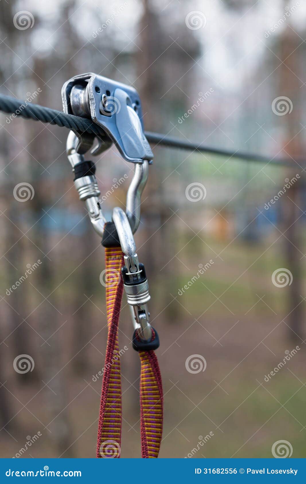 Safety Tether Springhook and Safety Rope Part Stock Photo - Image of ...