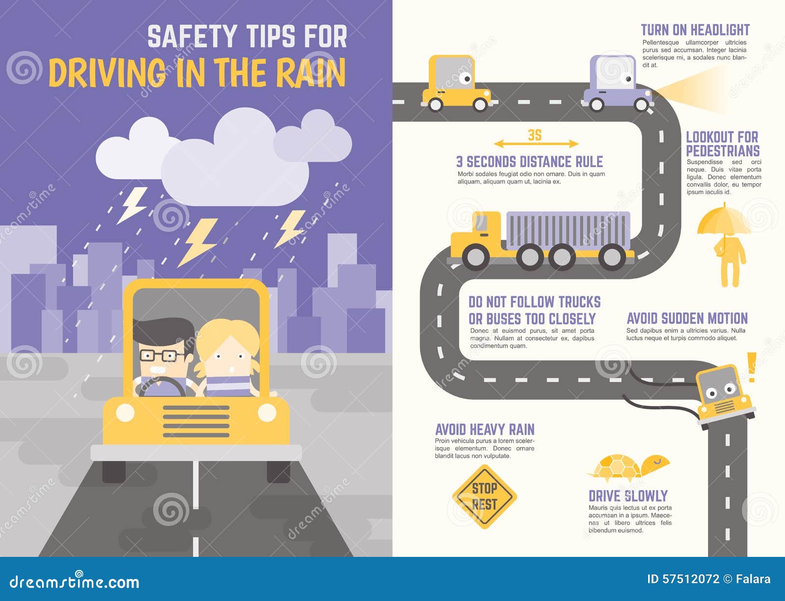 Safety Tips for Driving in the Rain Stock Vector - Illustration of ...