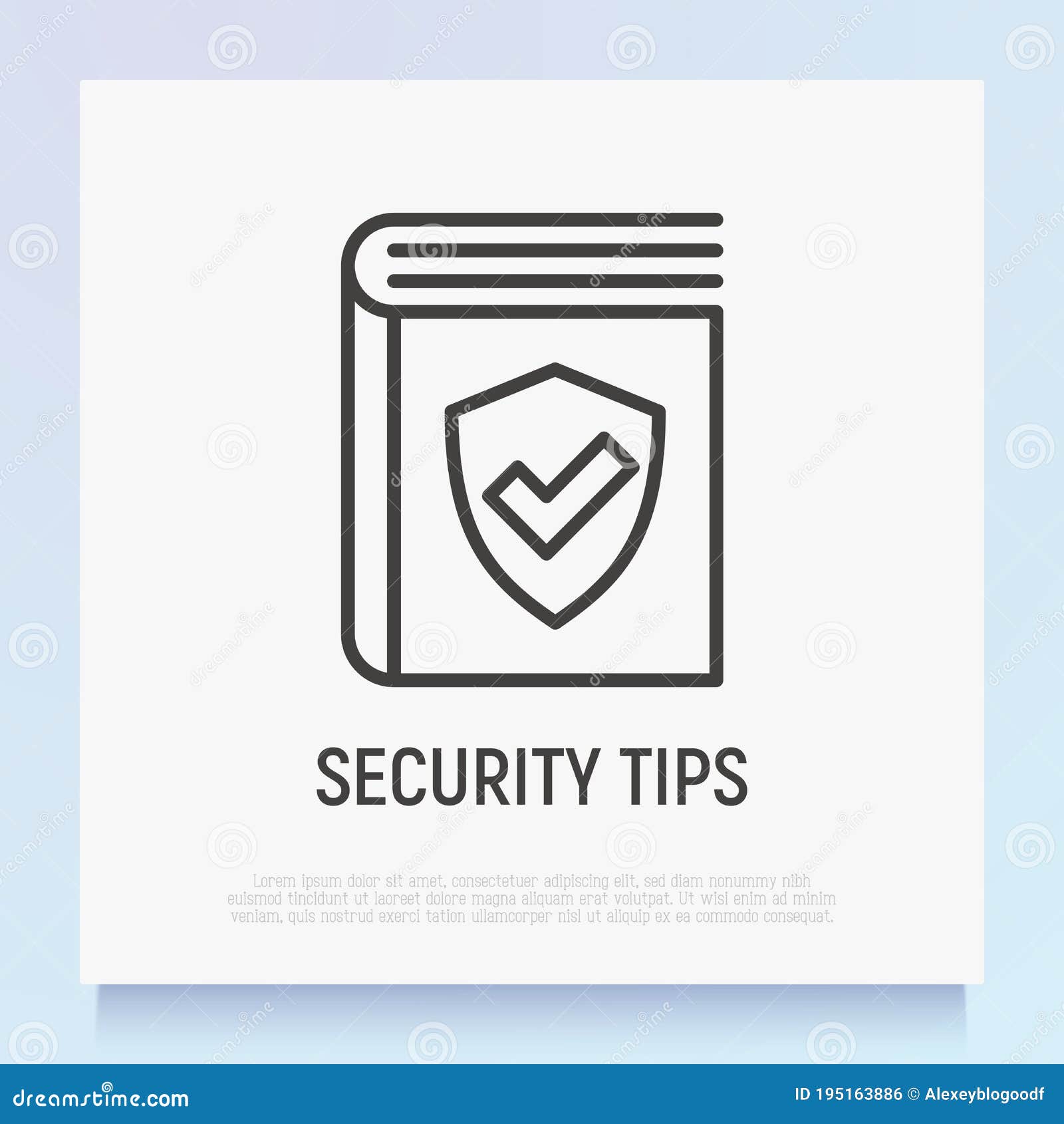 Safety Tips Thin Line Icon: Book with Shield with Check Mark. Modern ...
