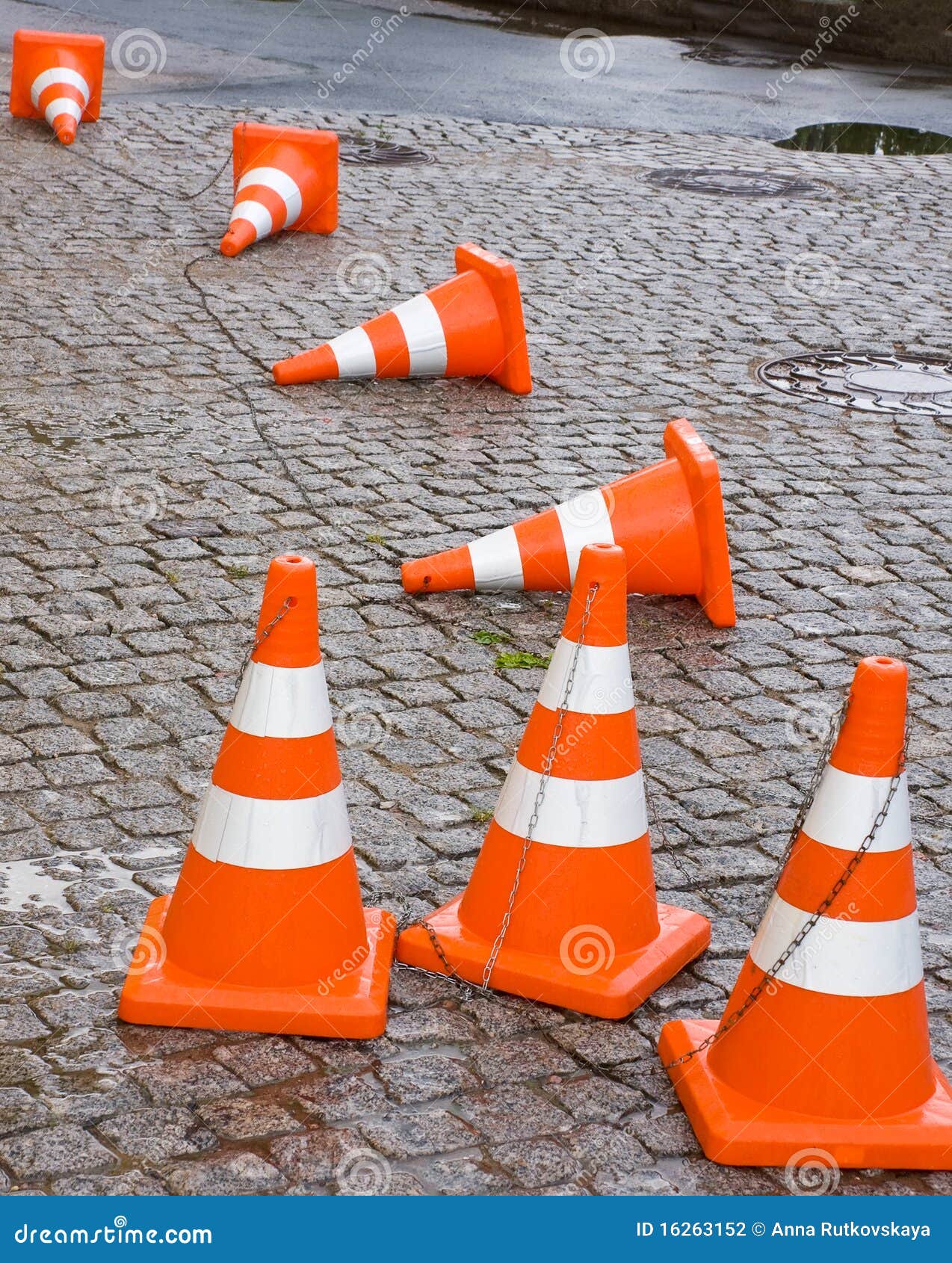 Traffic Cones With Barricade Tape On The Road Royalty-Free Stock Photo ...