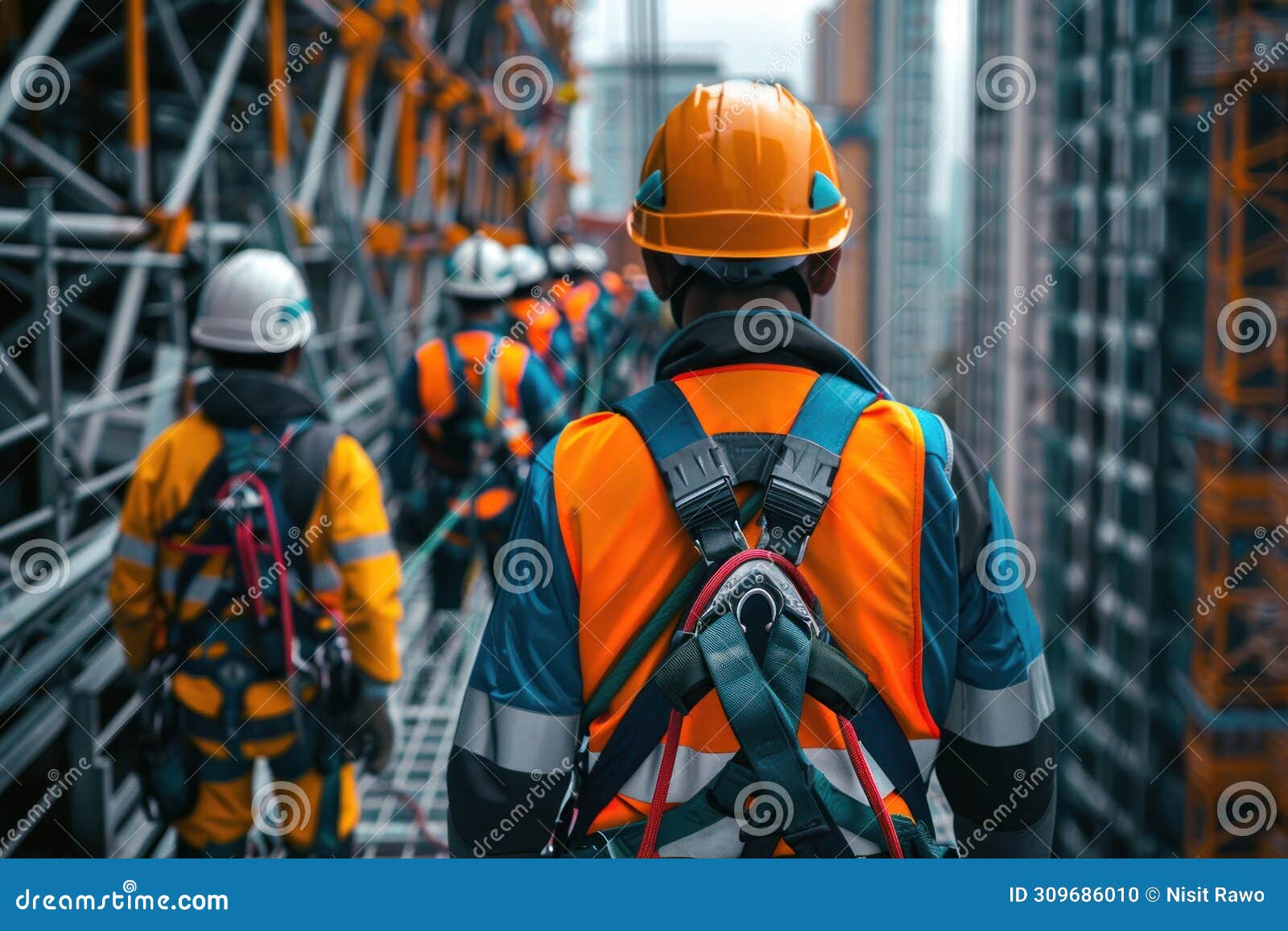 A Safety Training Session for Construction Workers at a Skyscraper Site ...