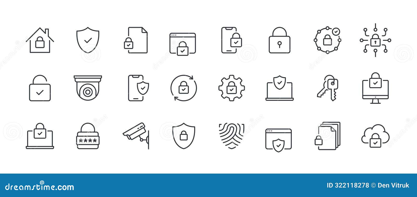 Safety Vector Line Icon Set Stock Vector - Illustration of outline ...