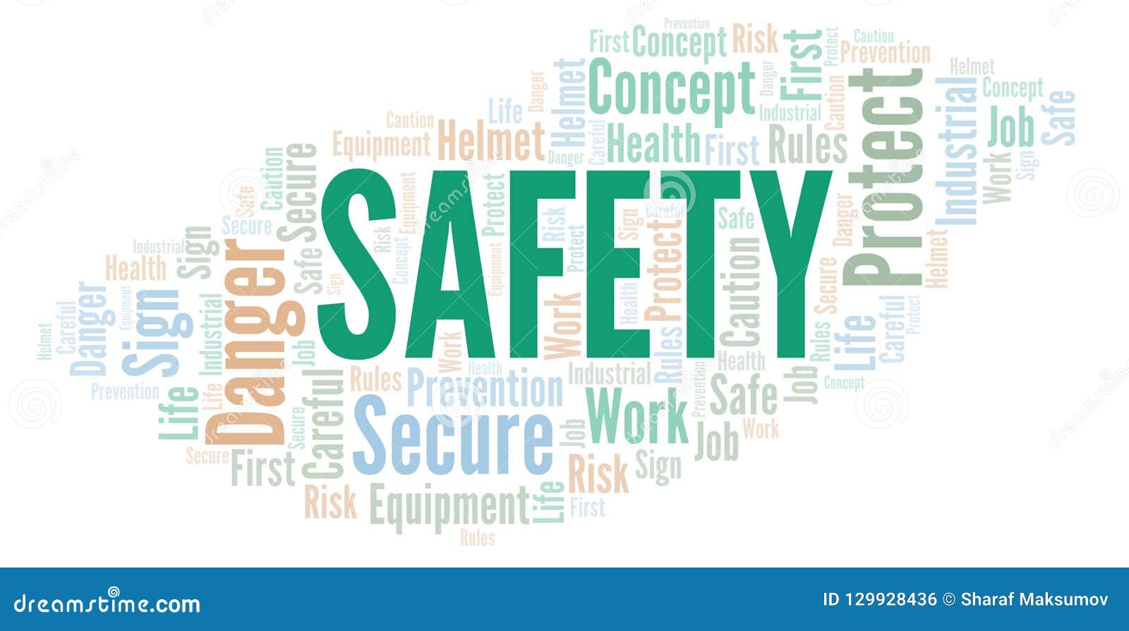 Safety word cloud. stock illustration. Illustration of poster - 129928436
