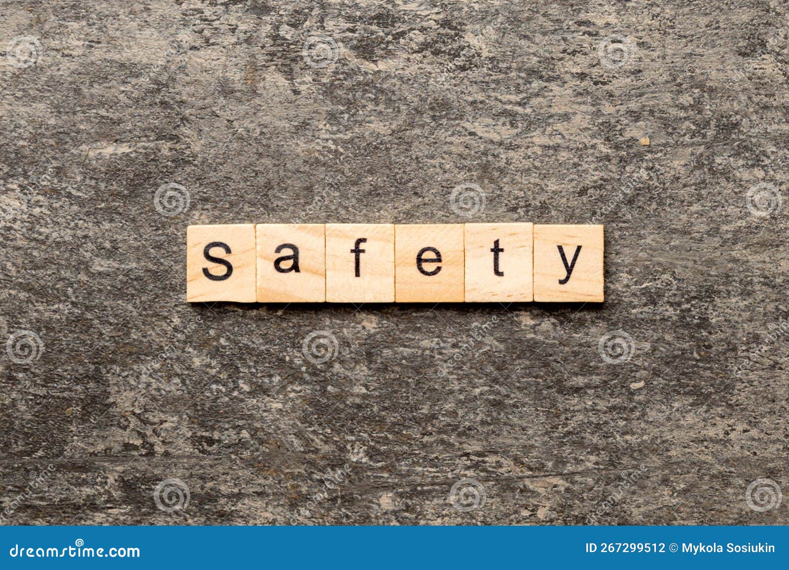 Safety Word Written on Wood Block. Safety Text on Cement Table for Your ...