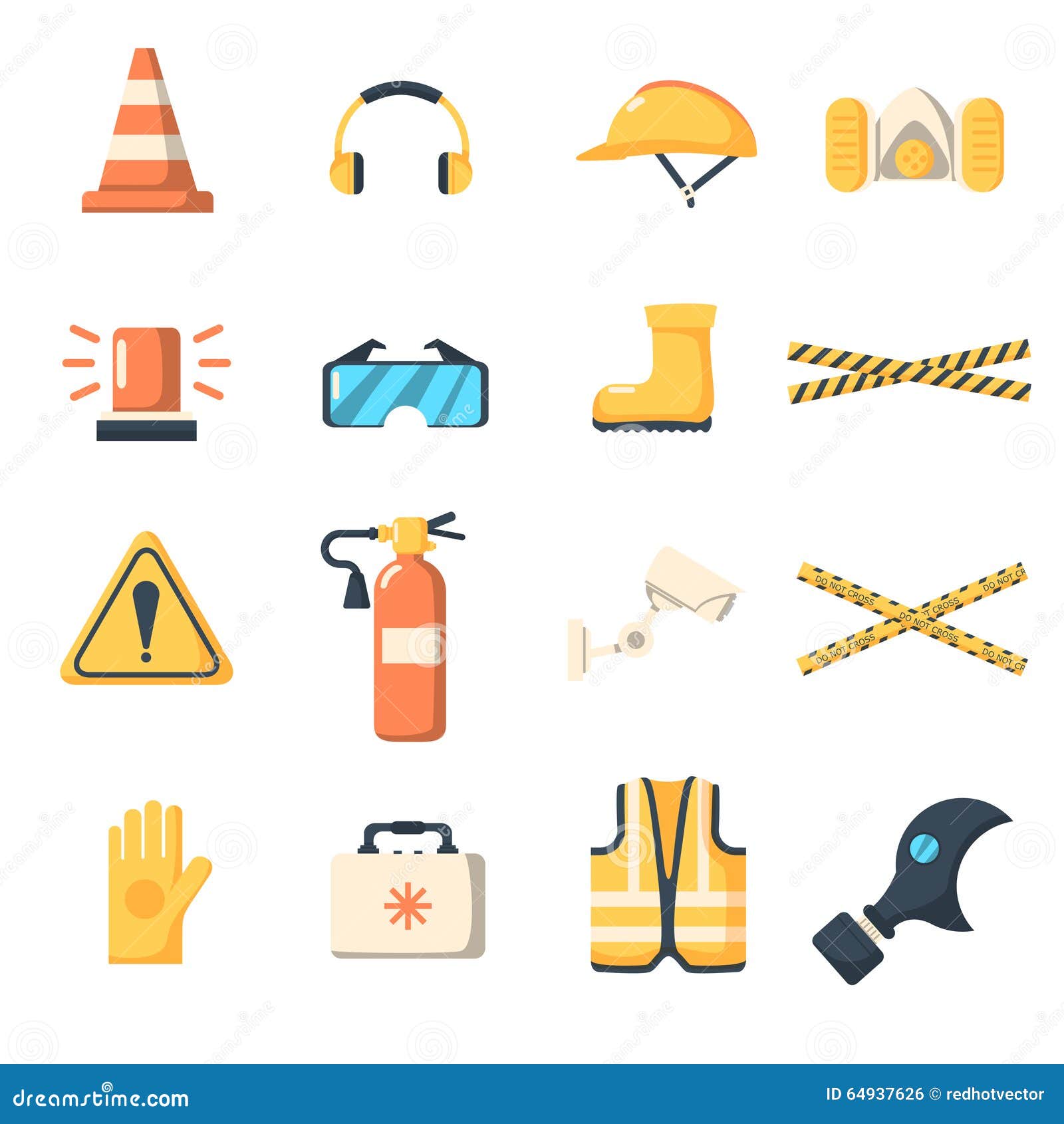 Safety Work Icons Flat Style. Stock Vector - Illustration of ...