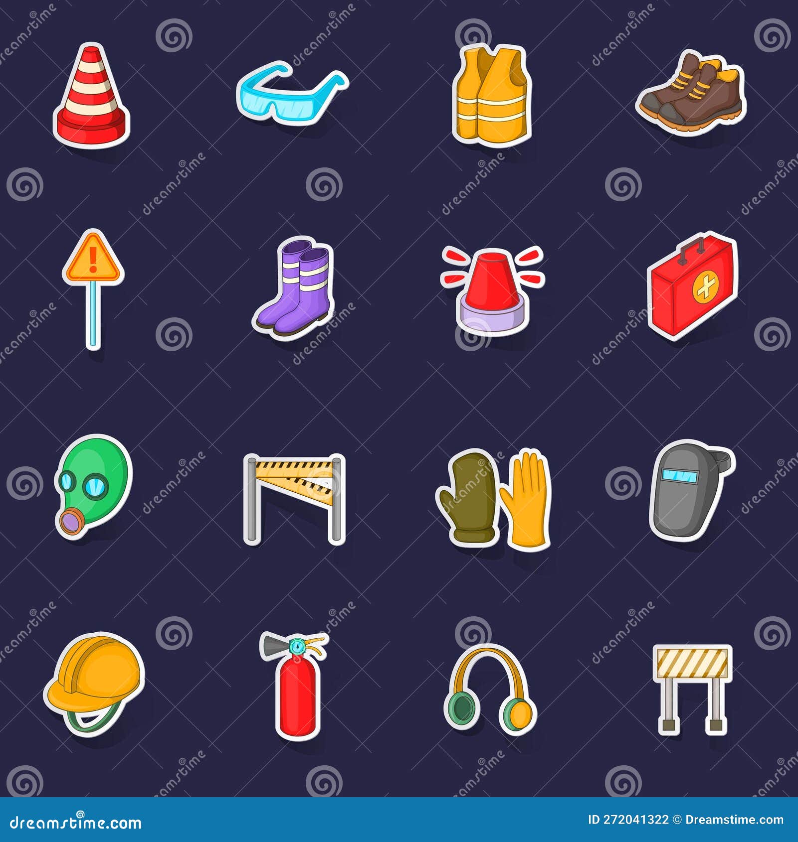 Safety Work Icons Set Vector Sticker Stock Vector - Illustration of ...